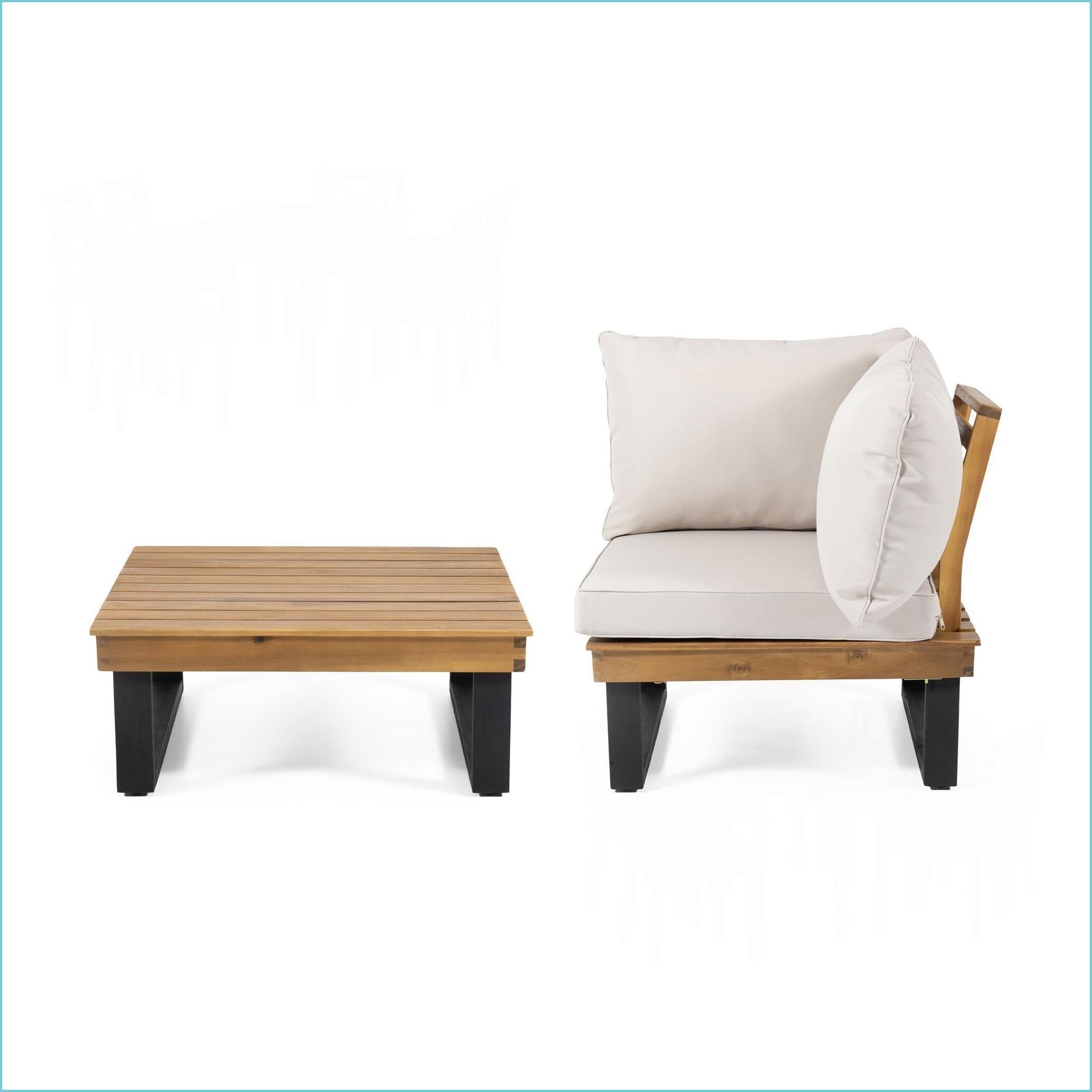 Watnature Corner Chair Coffee Table SetModern for Small Spaces Beige ...