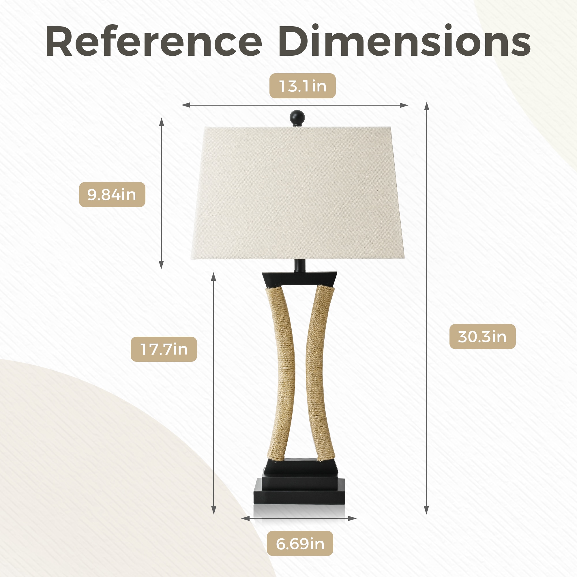 Tenleaf 30 Inch Oatmeal Fabric Shade Table Lamp with Rotary Switch 2 ...