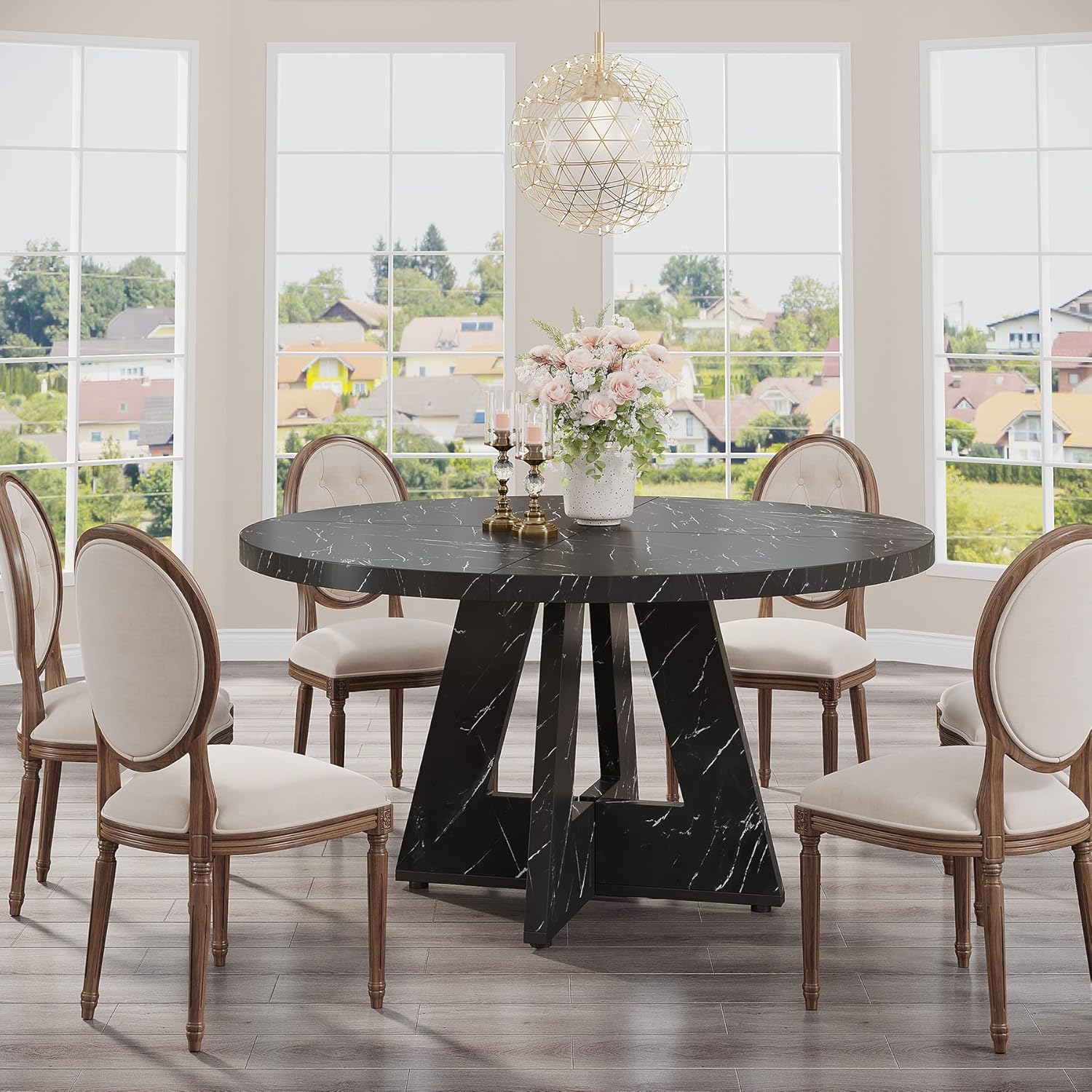 Tribesigns 47 inch Round Dining Table Wood Kitchen Table for Dining ...