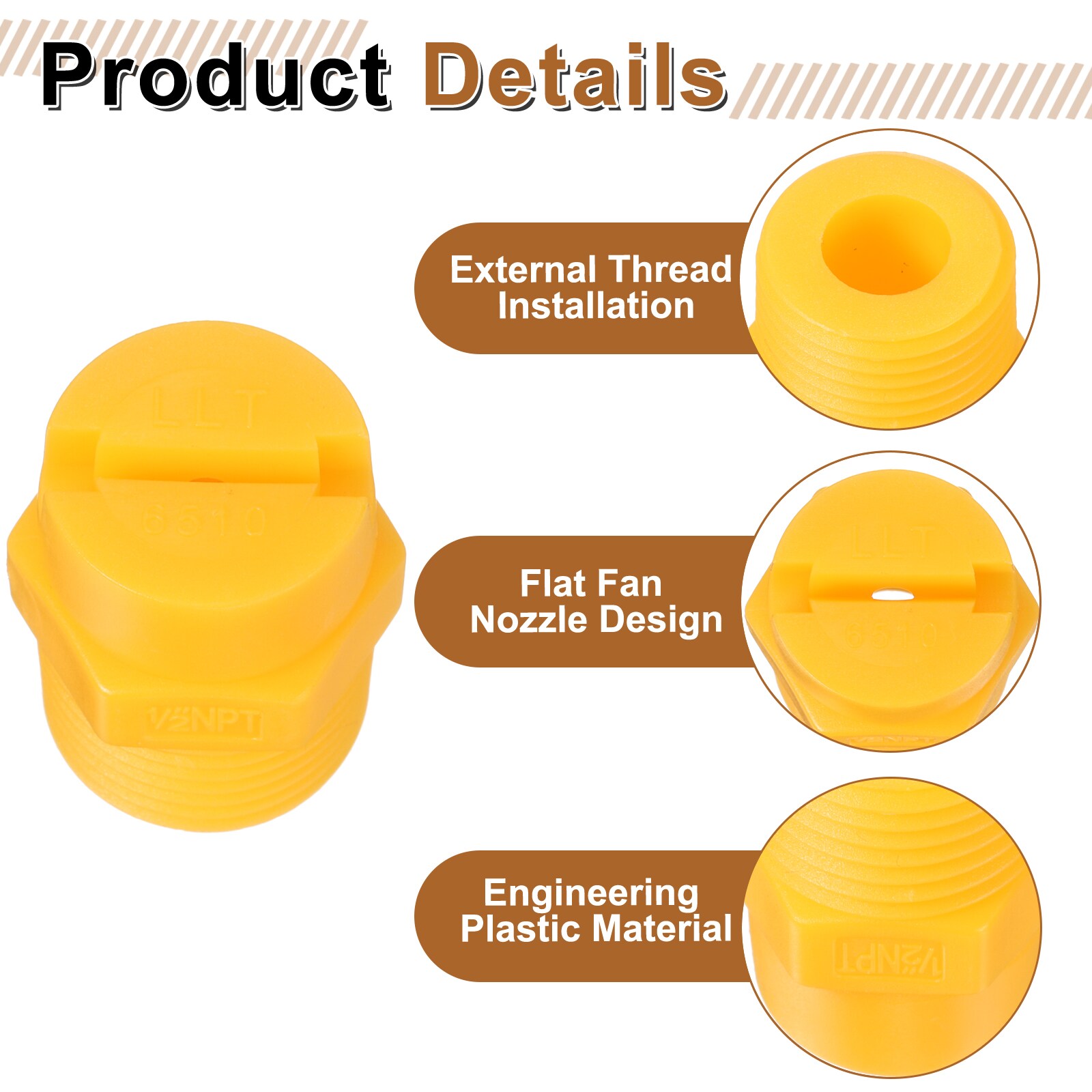 Unique Bargains 10pcs Flat Fan Spray Tip 65 Degree 2mm Orifice Diameter ...