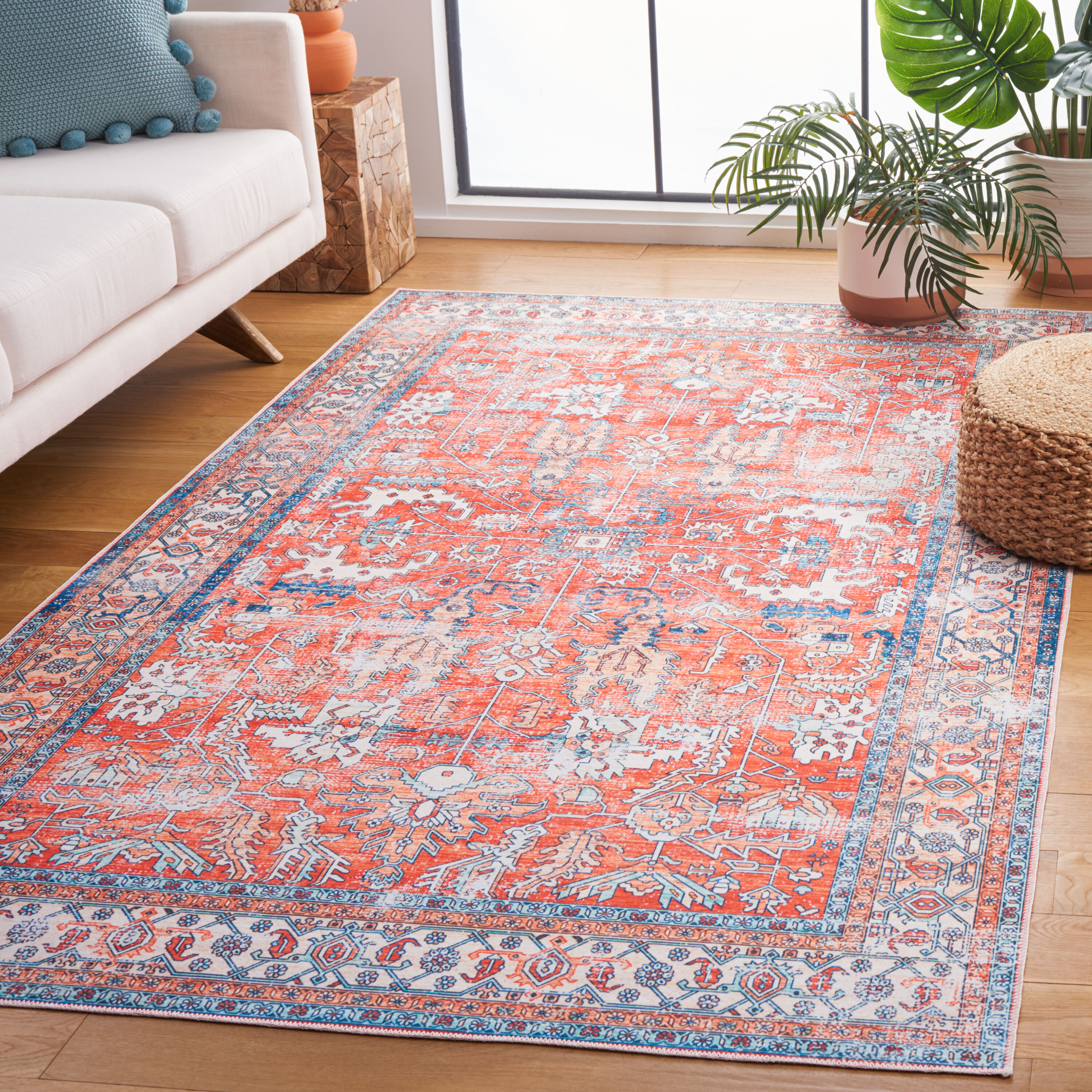 Safavieh Arizona 119P Rust Aqua 5ft x 8ft Traditional Rug in the Rugs ...