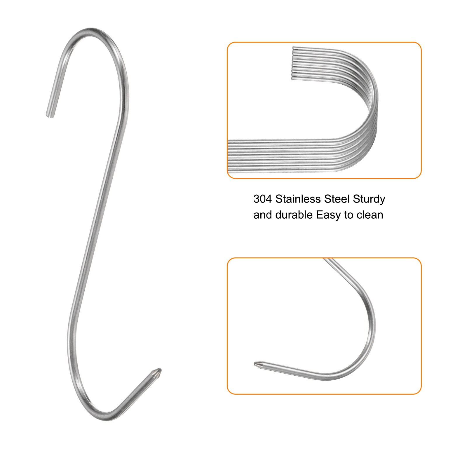 Harfington 20pcs 5inch Meat Hooks 304 Stainless Steel Butcher Hook S ...