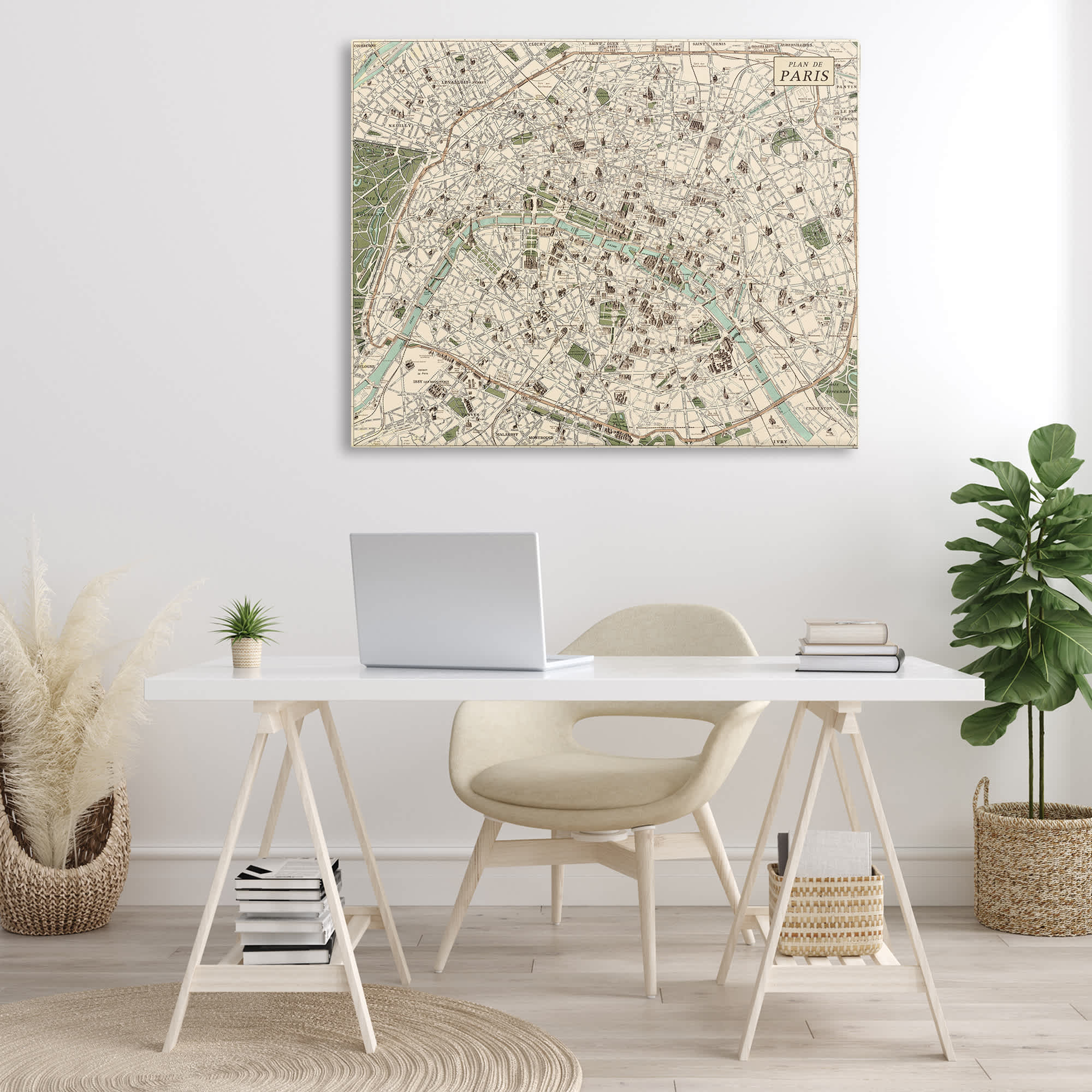 Stupell Industries Vintage Map of Paris Canvas Wall Art By Phillipa ...