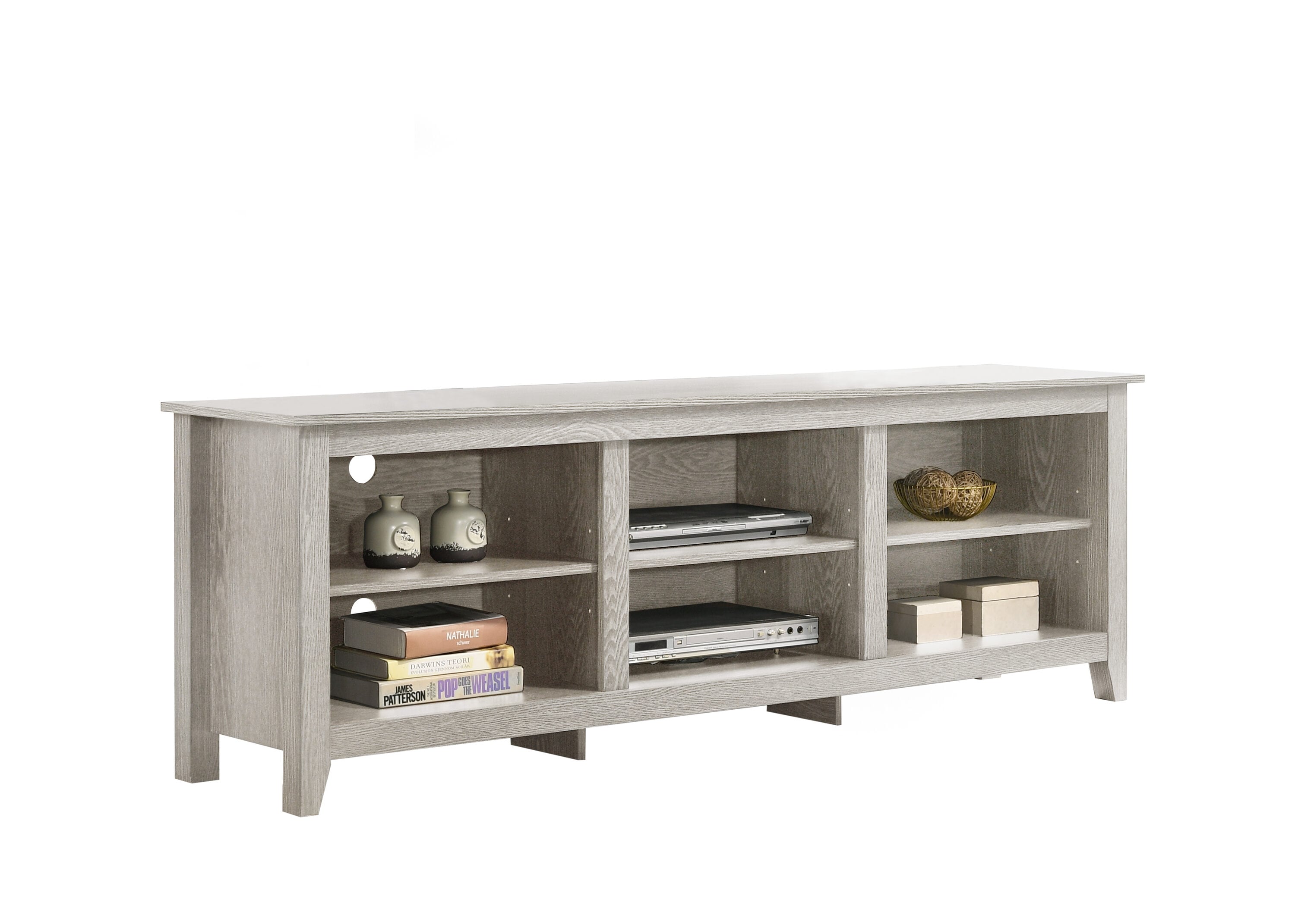 Huluwat 70 Inch Dusty Gray Benito TV Stand with Adjustable Shelves and ...