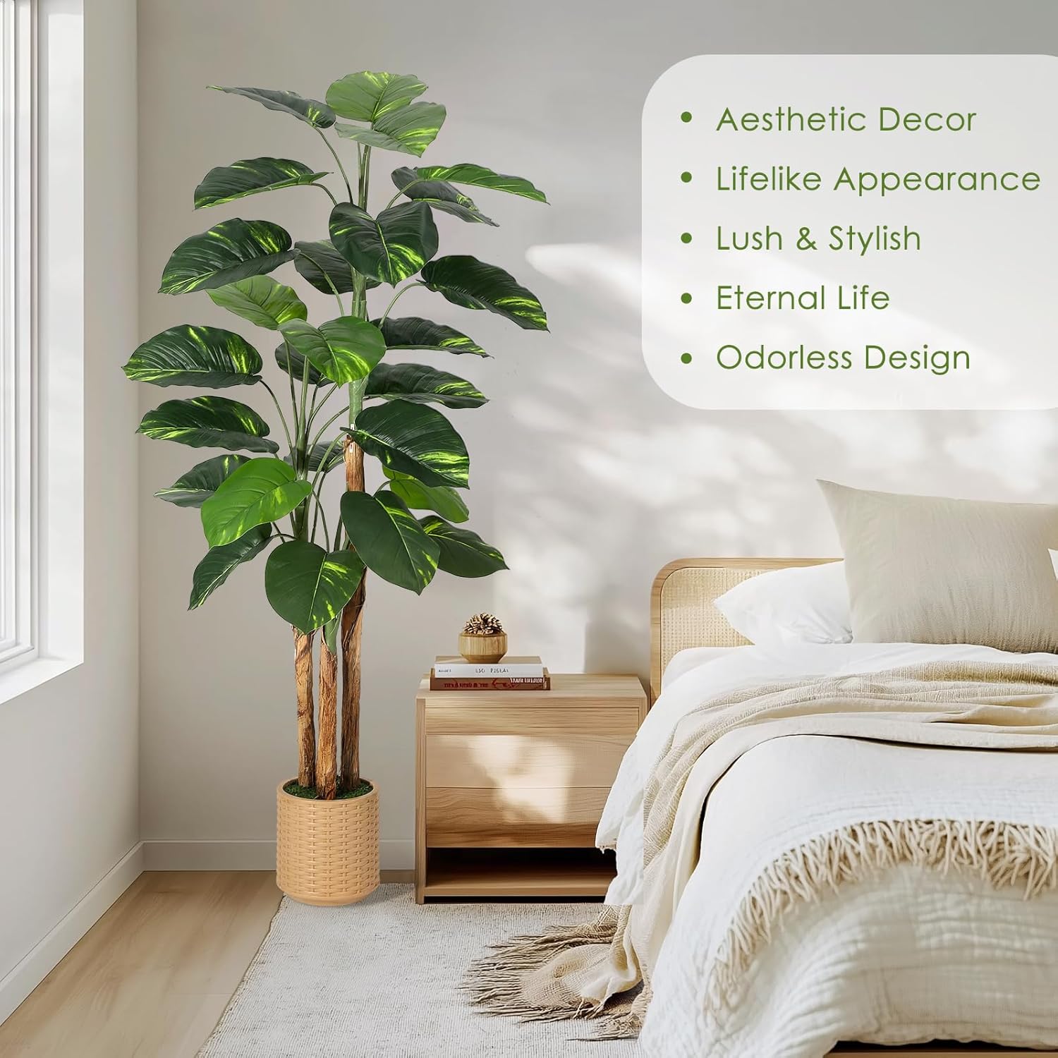 GarveeLife 6FT Artificial Scindapsus Aureus Tree Decorative Planter ...