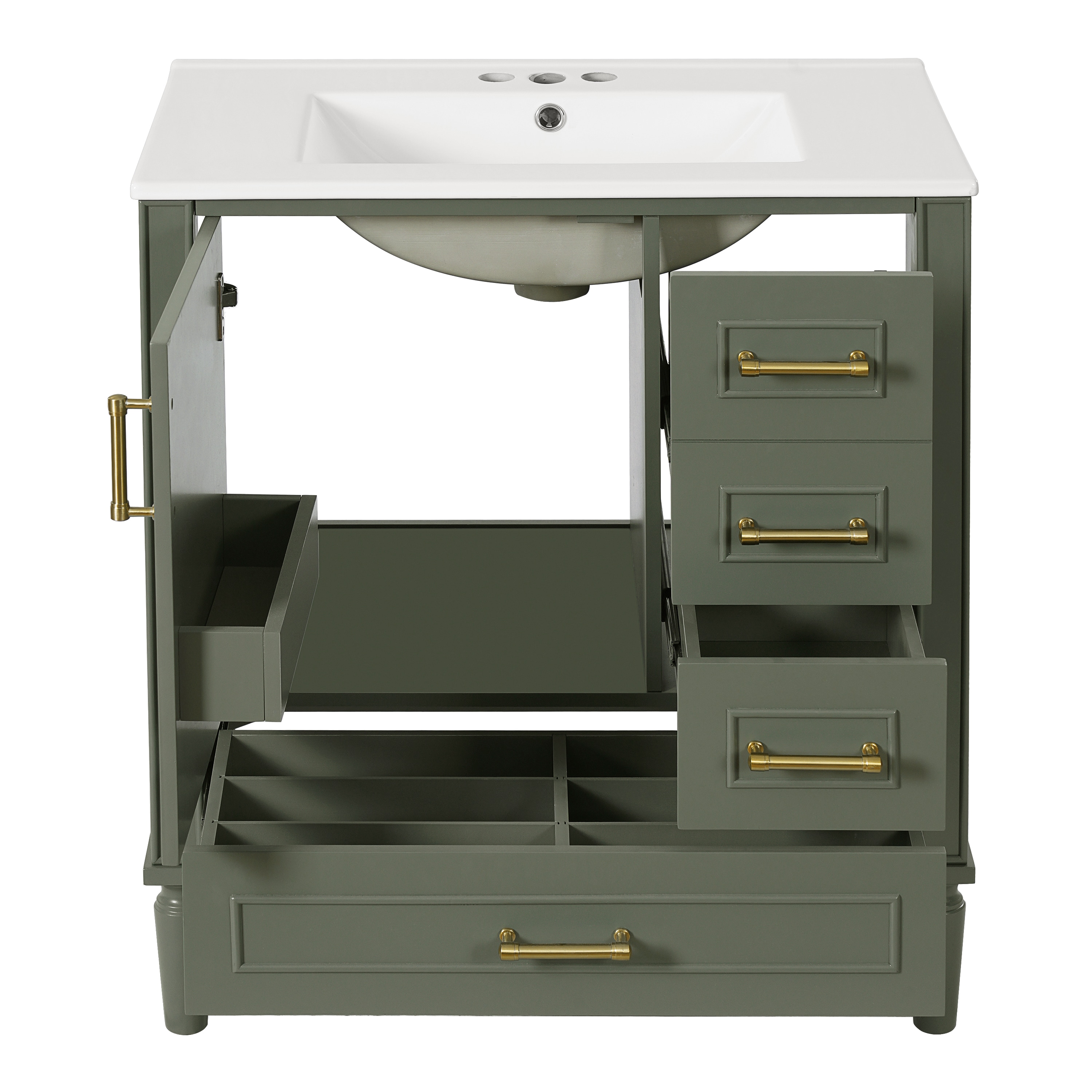 Tatayosi 30Inches Bathroom Vanity with Ceramic Sink Soft-Close Door ...