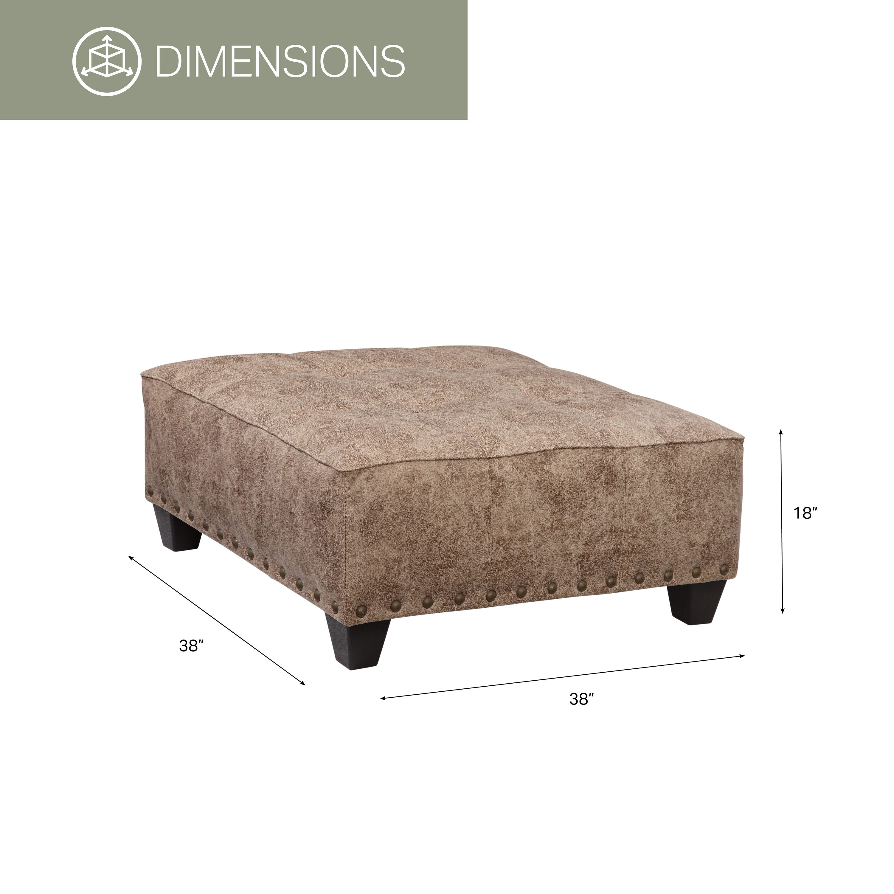 A Furniture Classics Rustic Brown Faux Leather Ottoman 8-08CT-A76V8 at ...