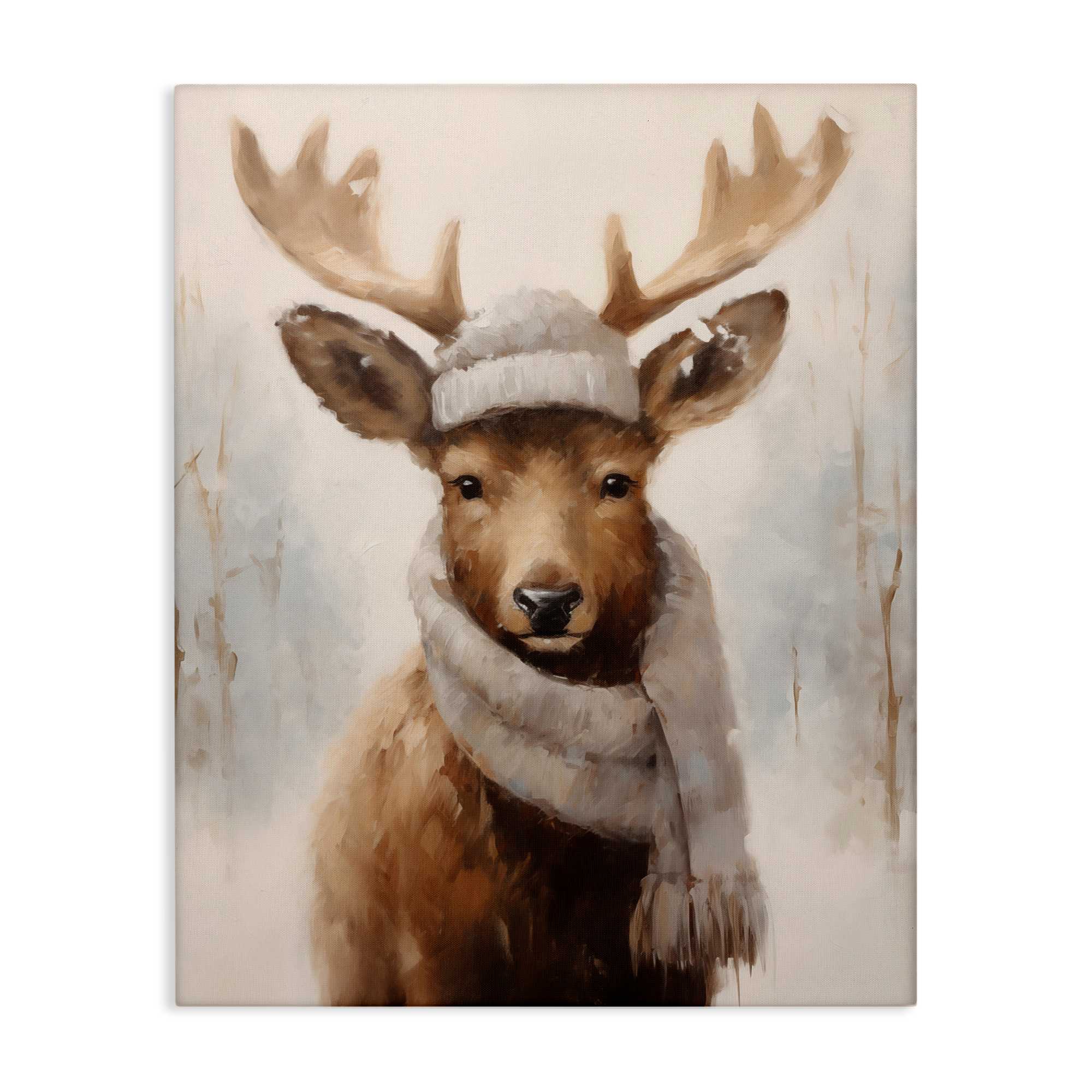 Stupell Industries Cozy Winter Deer Fawn Canvas Wall Art By Arlington ...