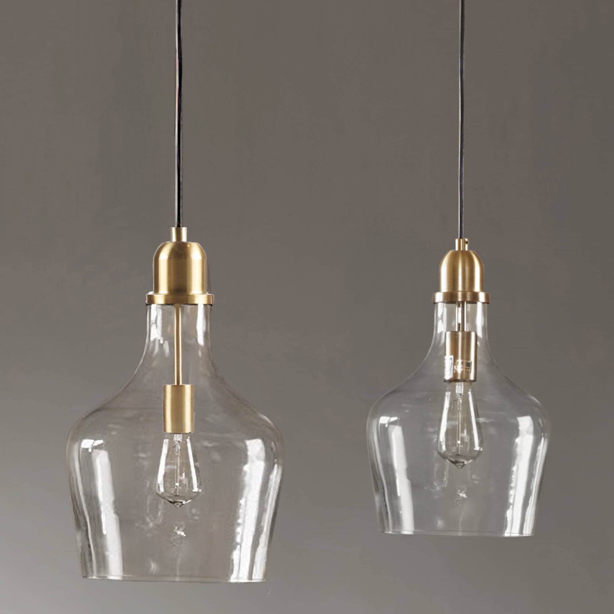 Oyezvary 13 inch Bell Shaped Glass Pendant Gold Finish Adjustable Cord ...