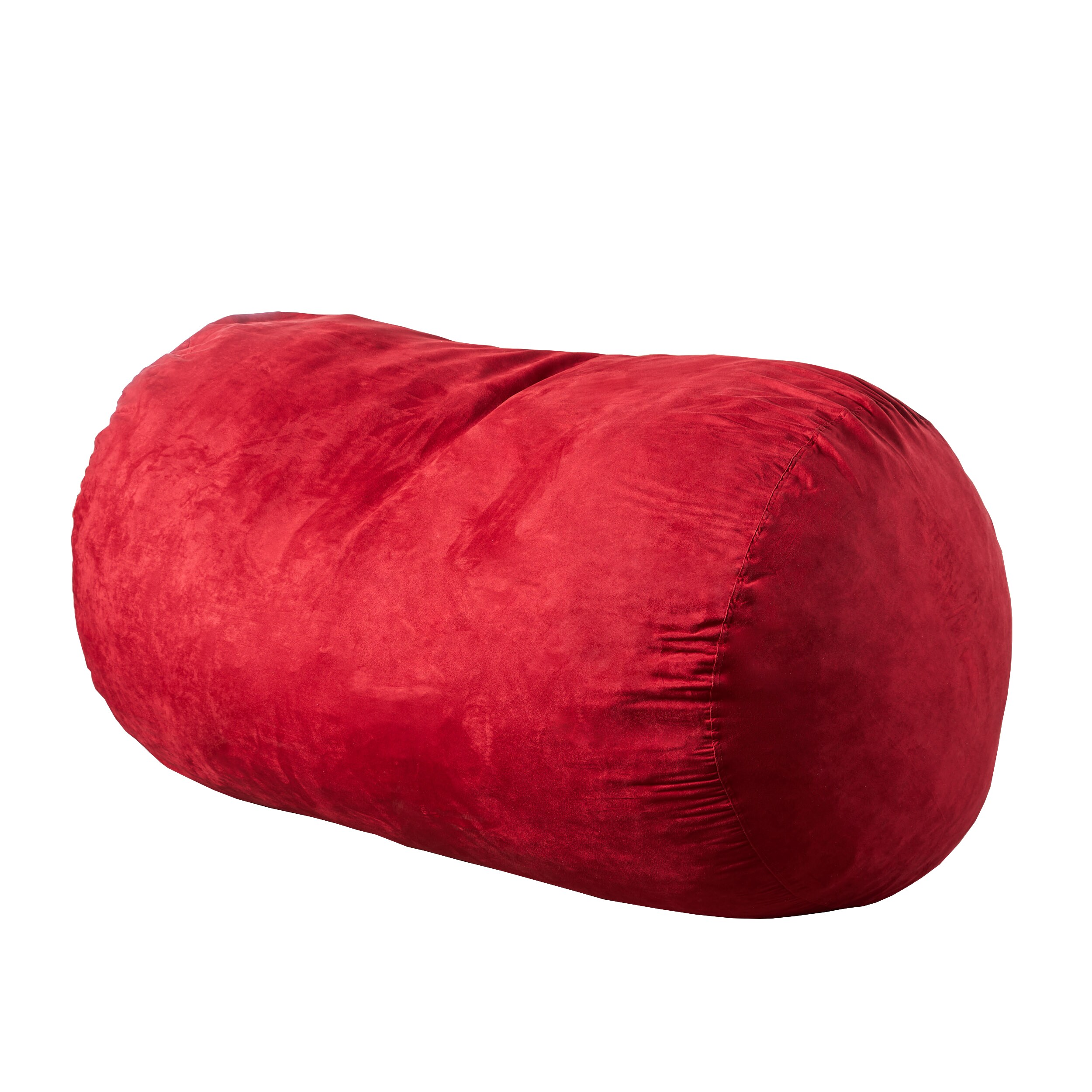 Misopily 6.5 Foot Red Suede Cylindrical Bean Bag High Density Foam ...