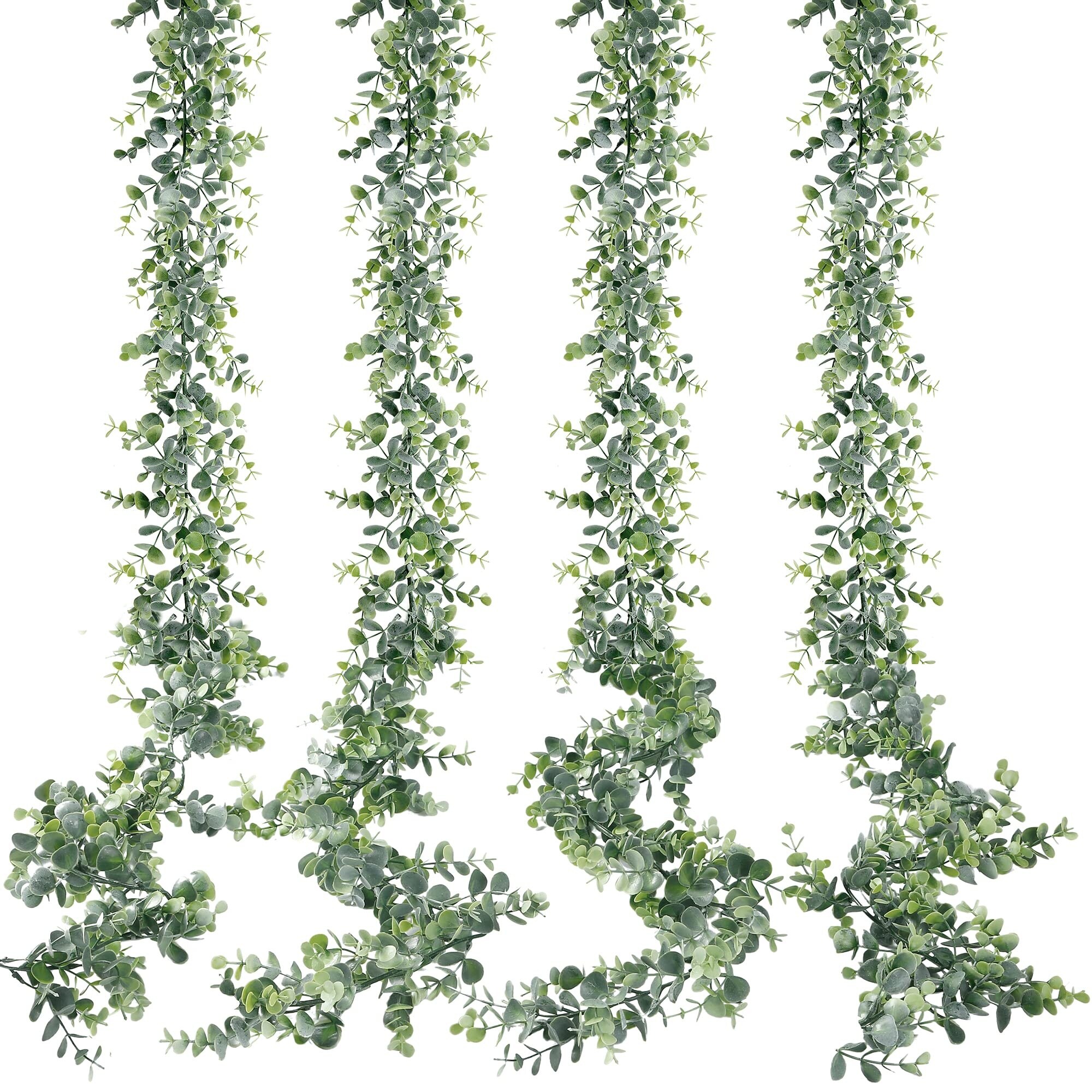 Phewnyzo Artificial Eucalyptus Garland 4 pack Faux Greenery Vines 5 ...