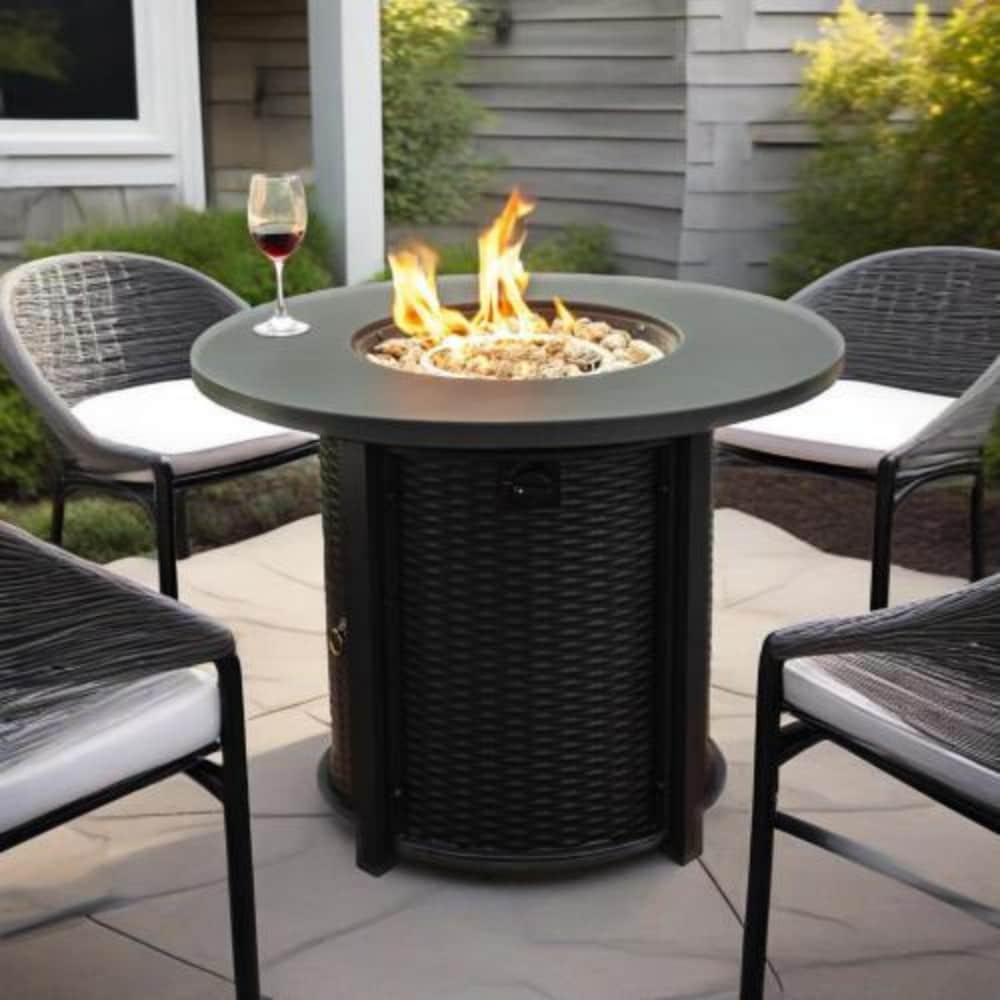 Poly furniture Gas Fire Pits 31.7-in W 50000 Maximum BTUs Steel Round ...