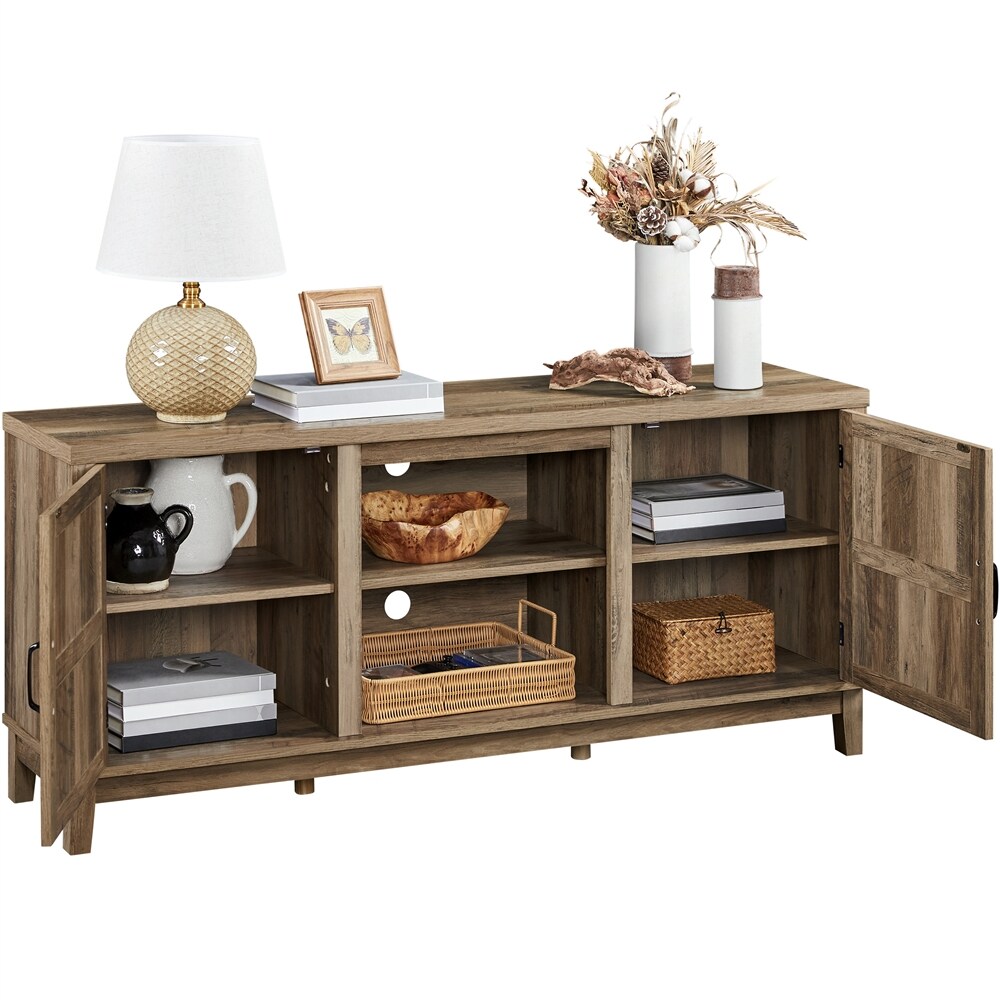 Yaheetech Farmhouse Rustic Brown TV Stand Storage Cabinet for TVs up to ...