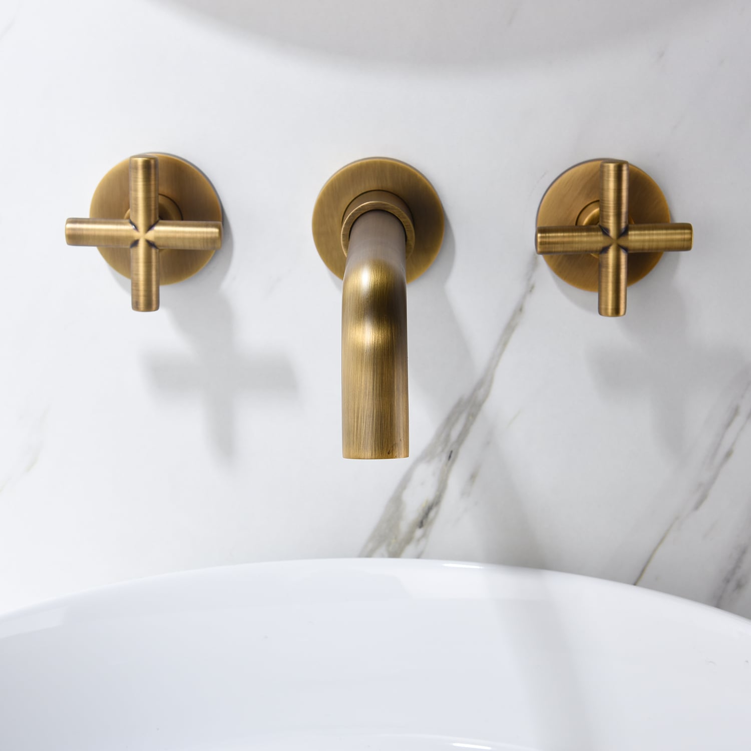 LUXEYARD Bathroom Faucet Wall Mounted Bathroom Sink Faucet in the ...