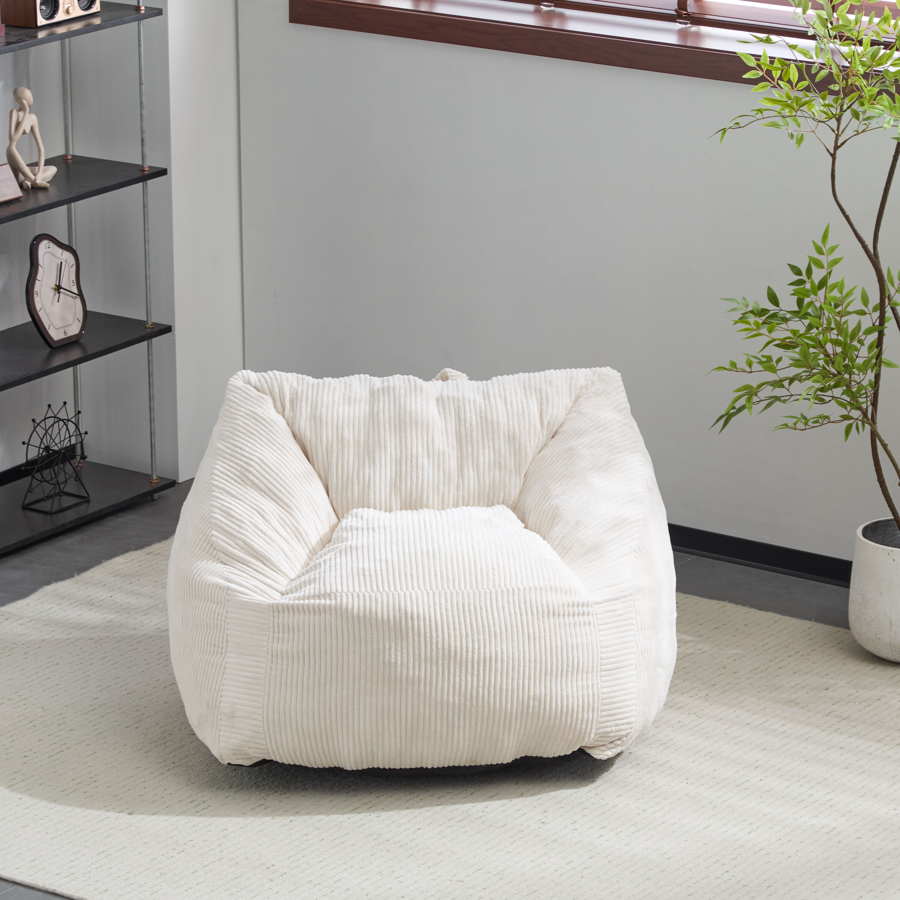 Huluwat XJ Beige Faux Fur Indoor Bean Bag Chair in the Bean Bag Chairs ...