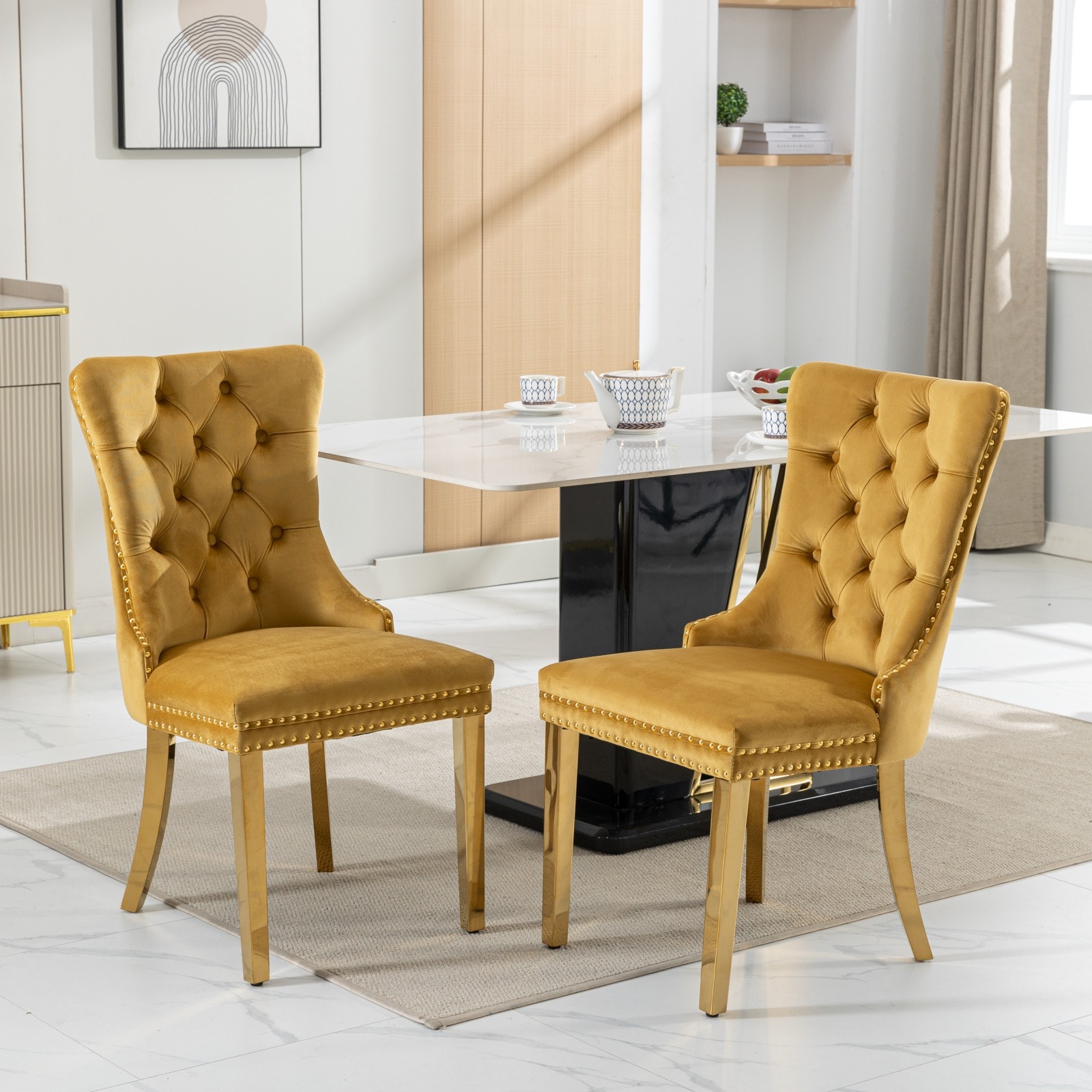 GDFStudio Set of 2 Ardmore Modern High End Tufted Solid Wood ...