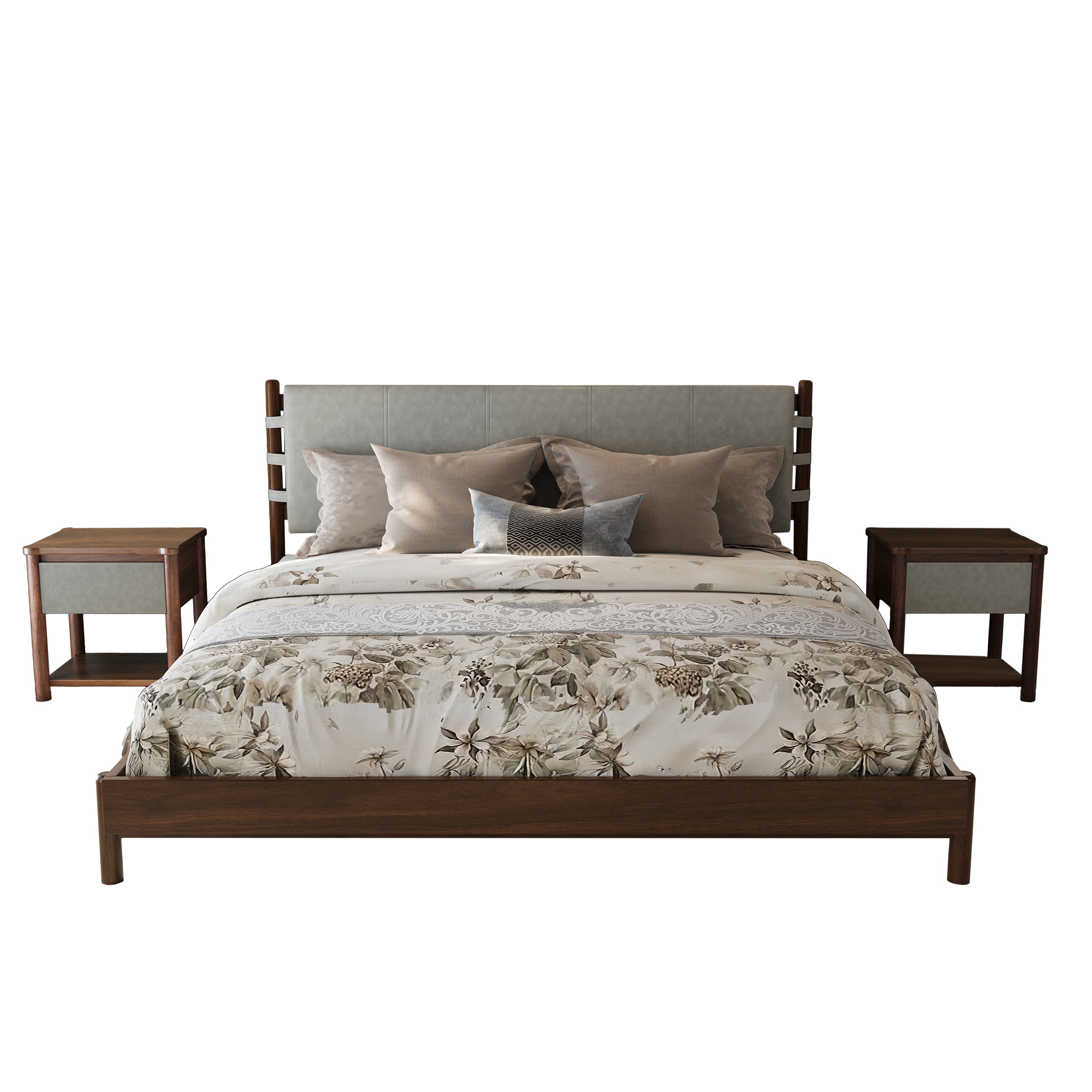 Christopher Knight Home Illona King Size Bed with Nightstand Walnut ...