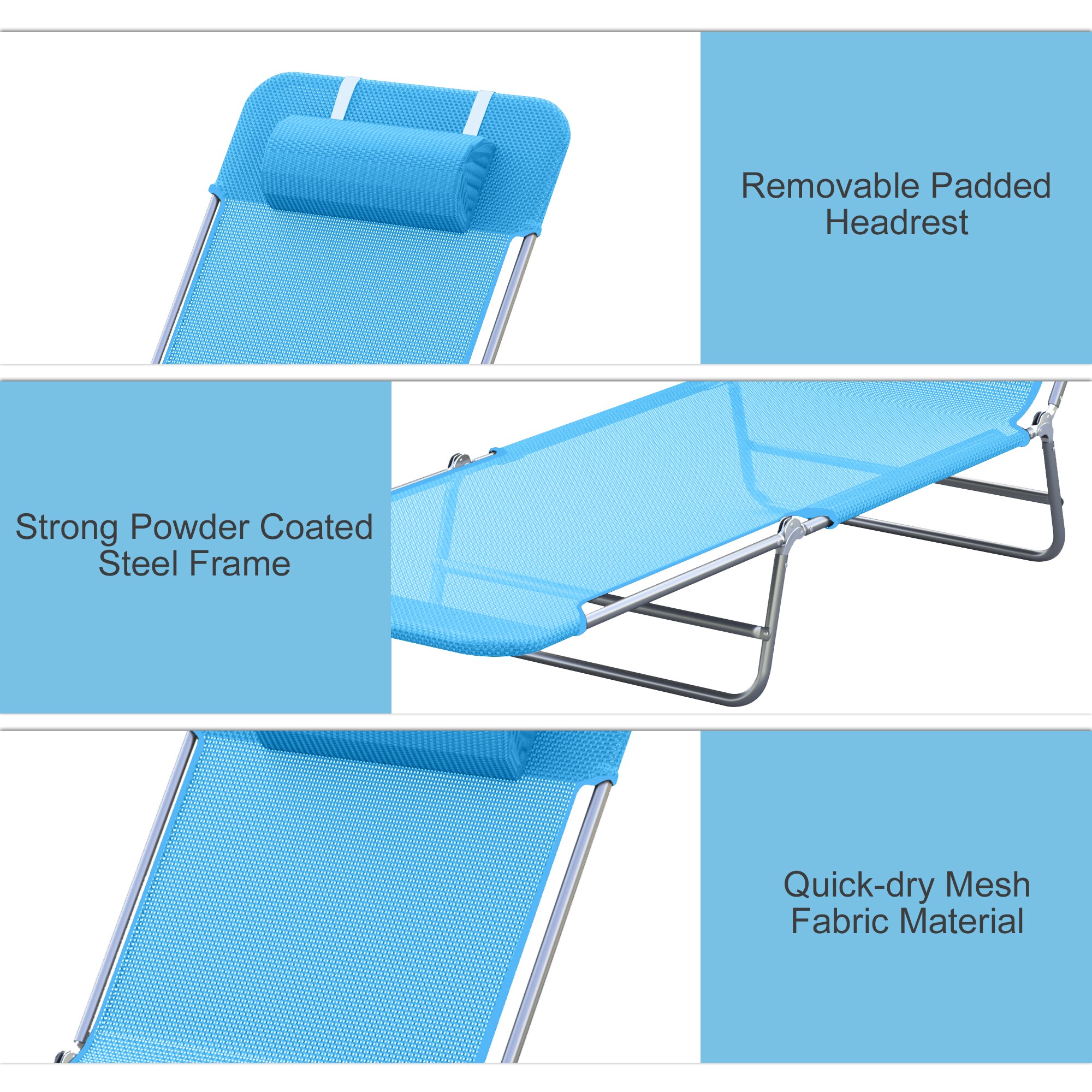 Tinyhomie Folding Chaise Lounge Pool Chairs Outdoor Sun Tanning Chairs ...