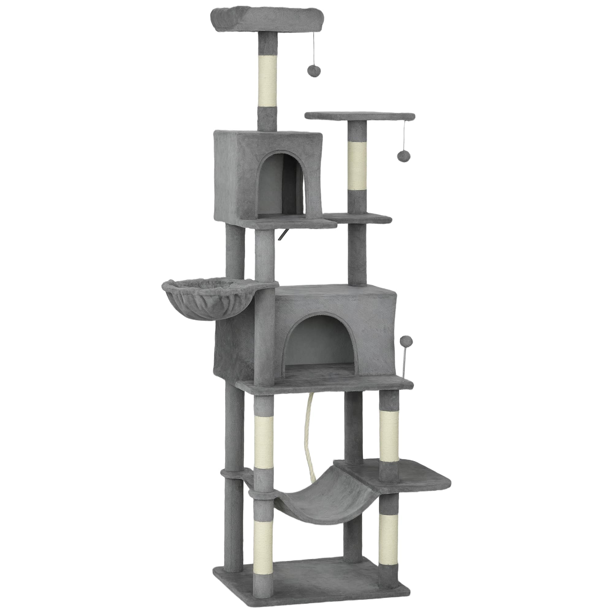 Vynxaria Dark Gray Cream White 80 Inch Tall Multi-Level Cat Tower with ...
