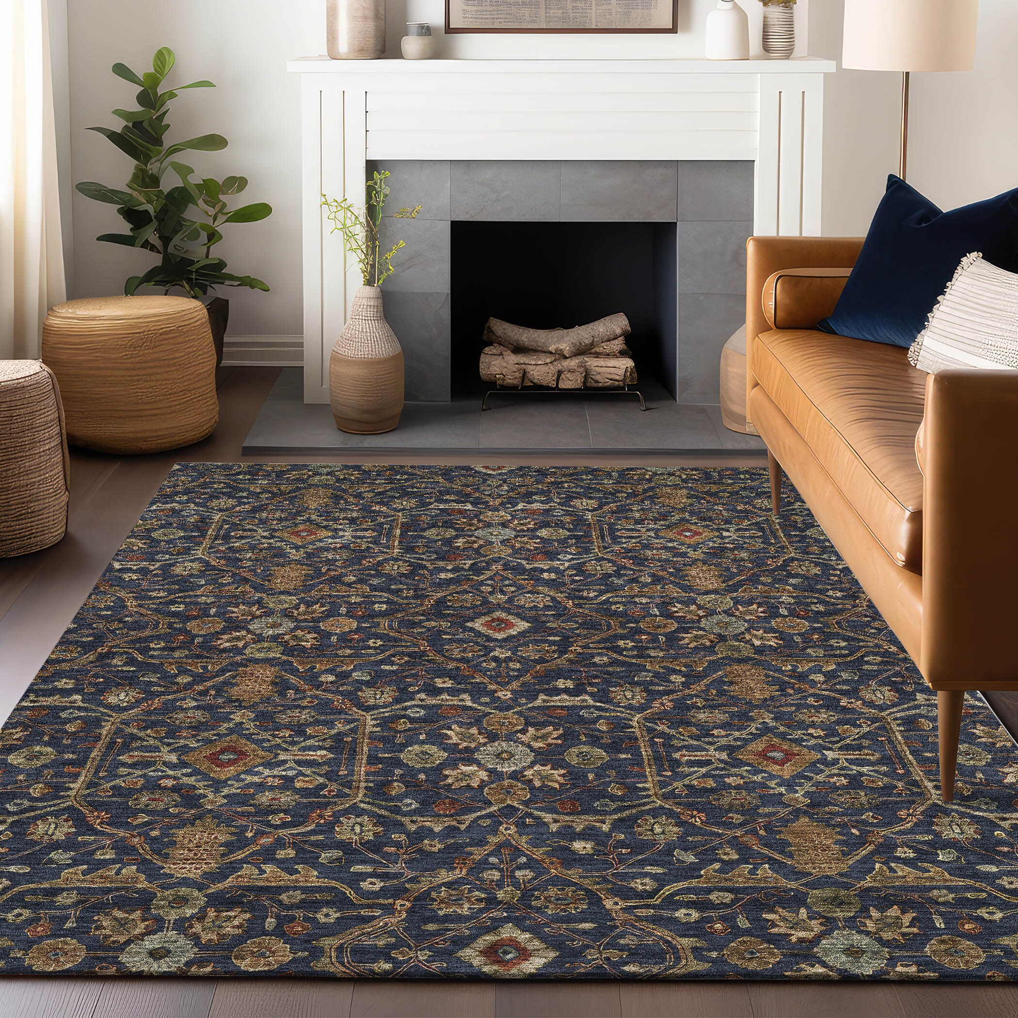 Addison Rugs Machine Washable Indoor/Outdoor Chantille ACN1130 Navy 9 ...