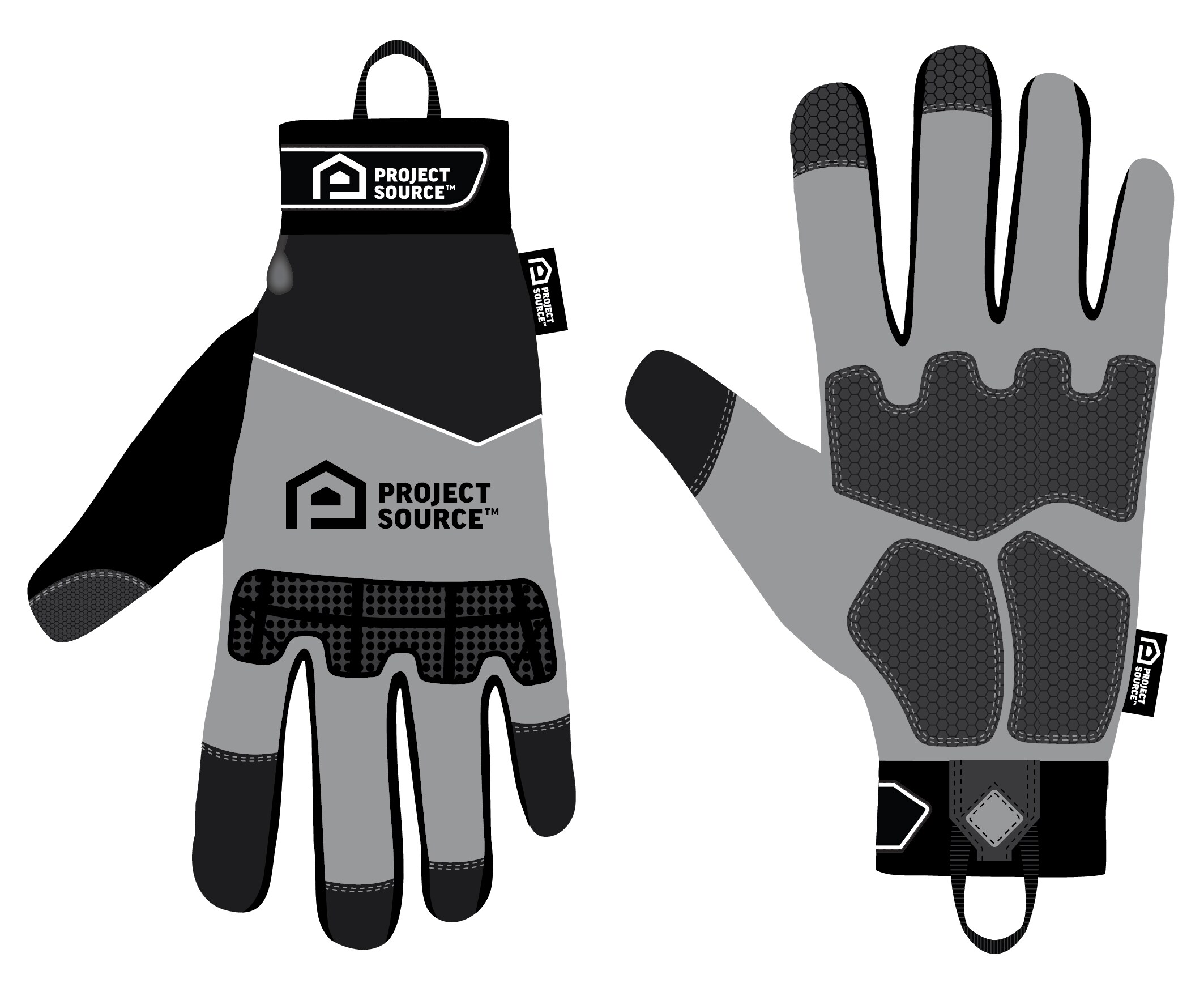Project Source X-large Gray Synthetic leather Construction Gloves 1 ...