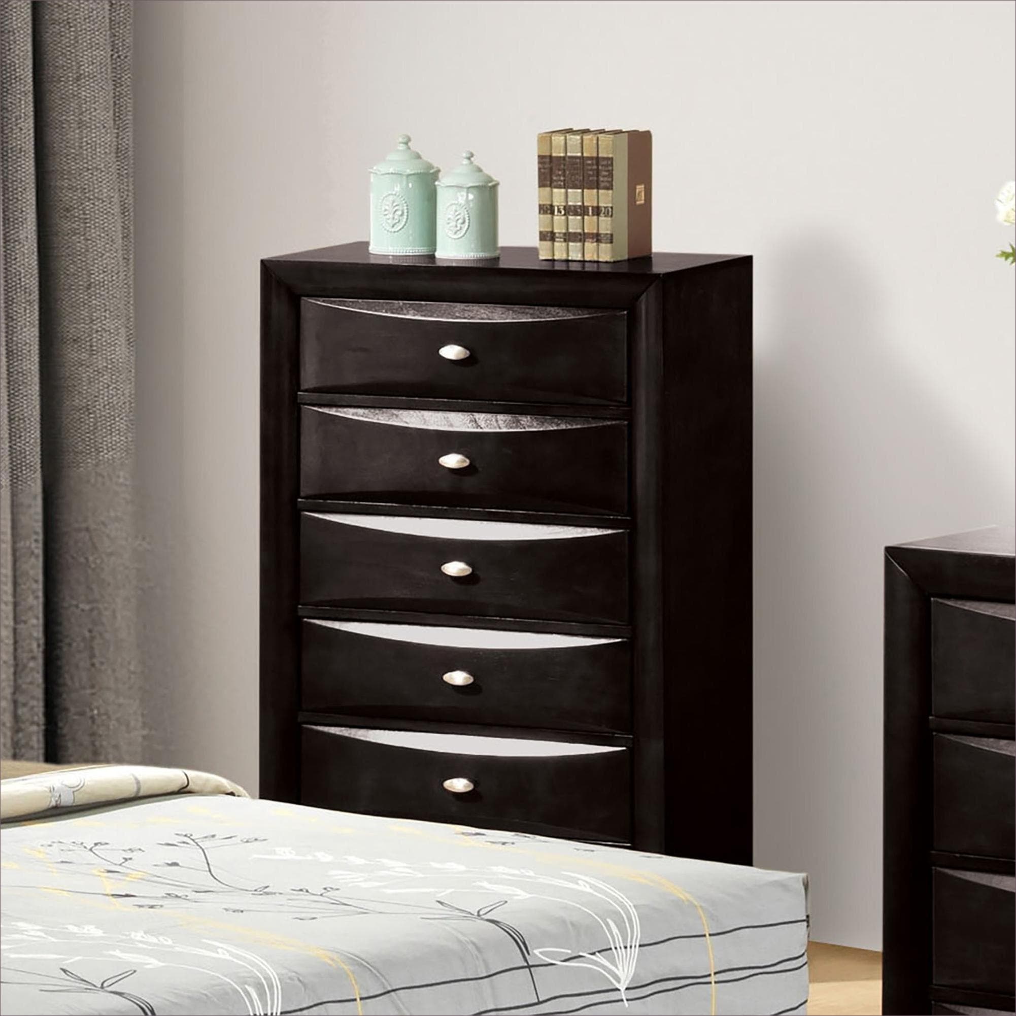 Watnature 8-Drawer Storage Chest Jet Black Solid and Engineered Wood ...