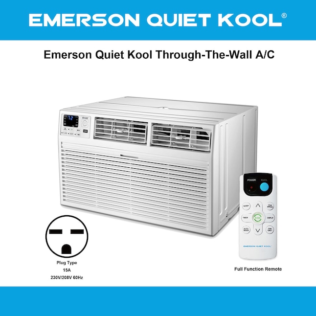 Emerson Quiet Kool 12000-BTU 550-sq ft 230-Volt White Through-the-wall ... Emerson Quiet Kool 12000-BTU 550-sq ft 230-Volt White Through-the-wall ...