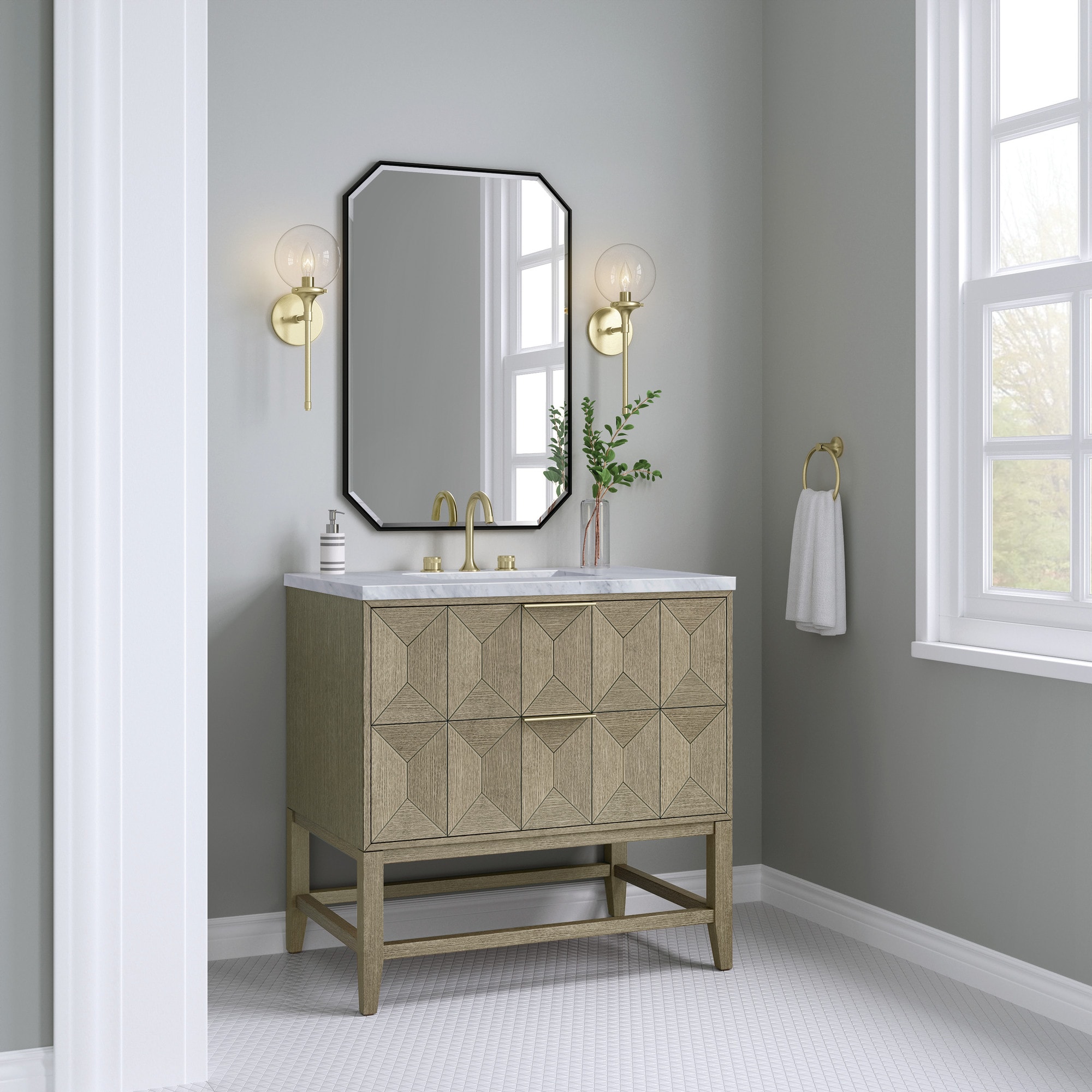 James Martin Vanities Emmeline 36-in Pebble Oak Undermount Single Sink ...