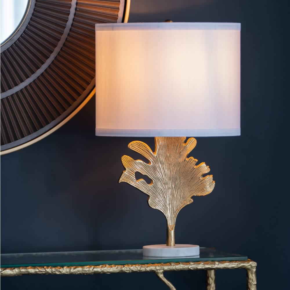 Coolbibila Gold Table Lamp with Marble Base and Drum Shade Modern ...