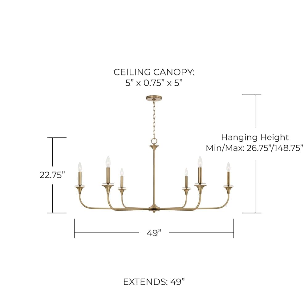 Capital Lighting 448961 Presley 6 Light 49 Inch Wide Candle Style ...