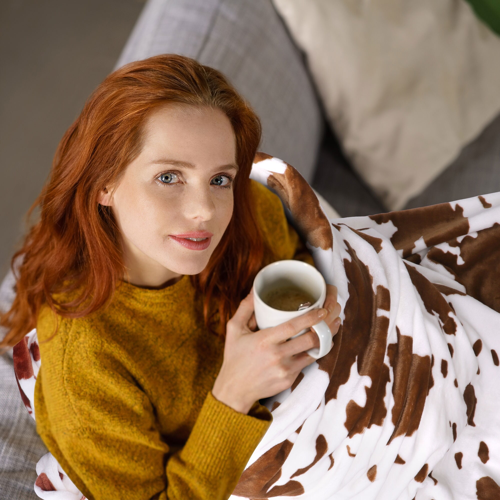Unique Bargains Cow Printed Blanket Soft 300GSM Fleece Flannel Throw ...