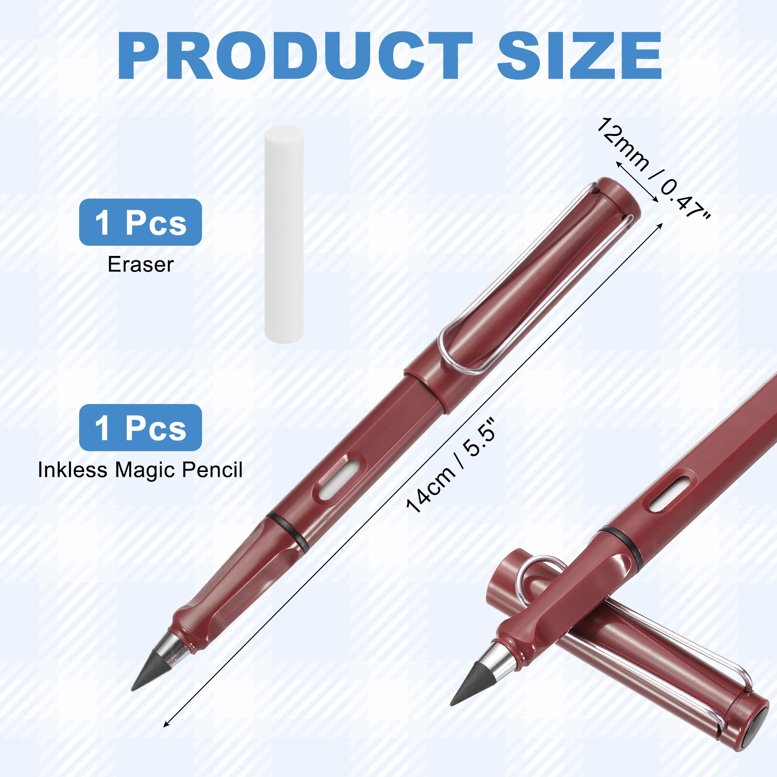 Unique Bargains 1pc Inkless Pencil Reusable Forever Pencils with Eraser ...