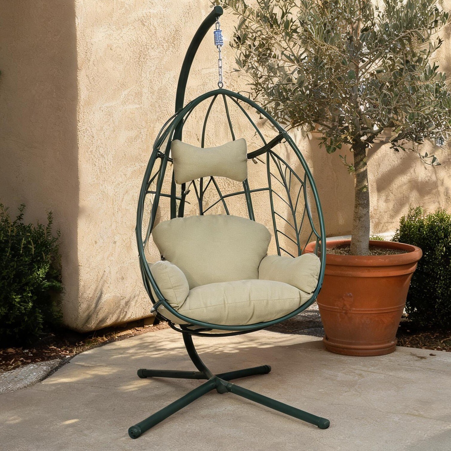 Naturefalls Hanging Egg Chair with Compact 43-Inch Footprint Green ...