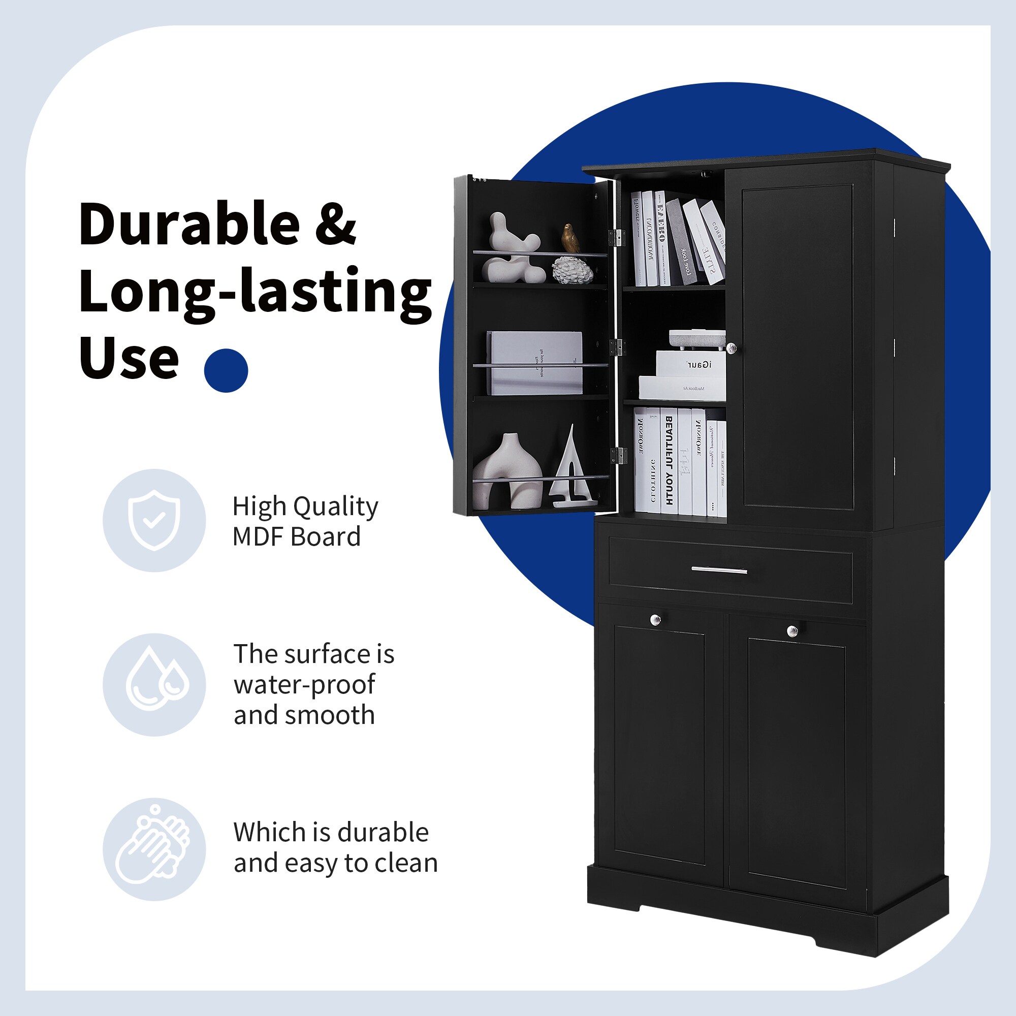 GDFStudio Tamsin 72.6 in. Tall Freestanding Bathroom Storage Cabinet ...