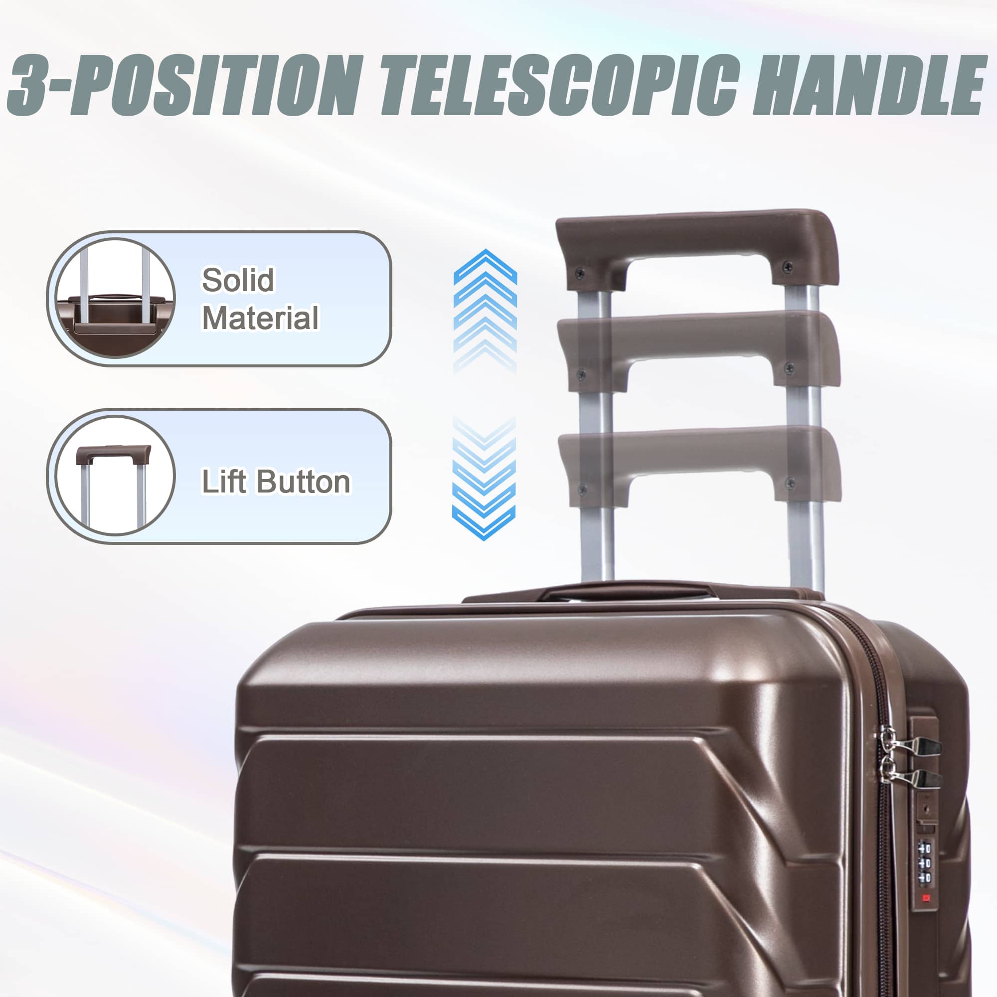 Vynxaria 2 Piece ABS Luggage Set 14 20 Inch with Cosmetic Case Spinner ...