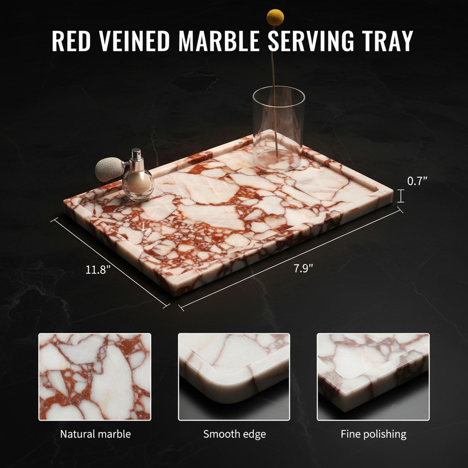 Baginizer Italian Marble Scalloped Tray for Bathroom Vanity Kitchen ...