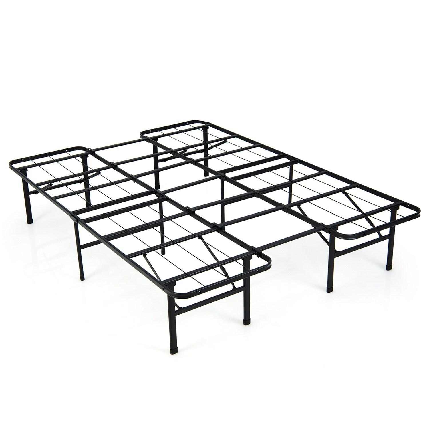 Costway Twin/ Full Folding Metal Platform Bed Frame 13 Inch Mattress ...