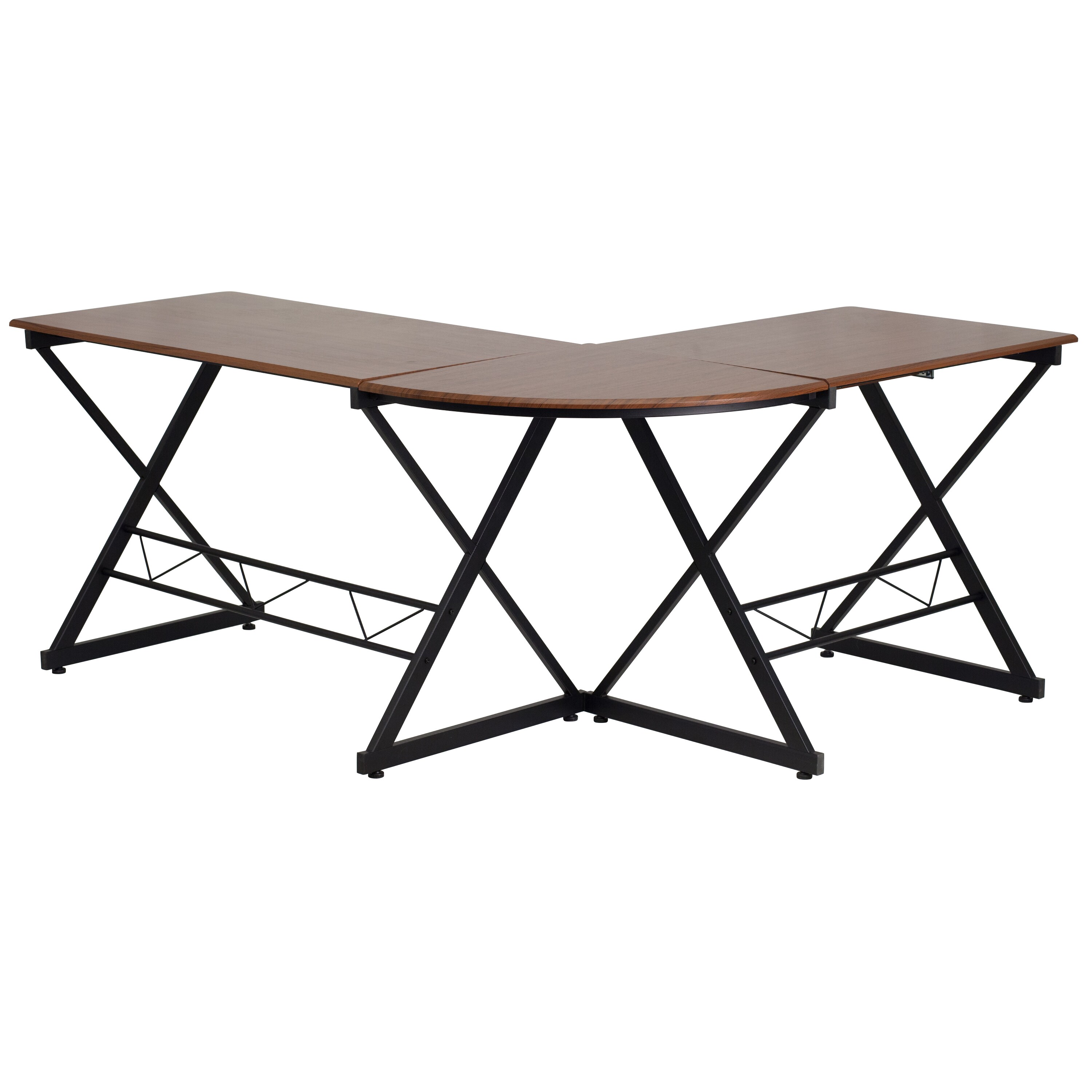 Emma + Oliver Teakwood Laminate L-Shape Computer Desk with Keyboard ...