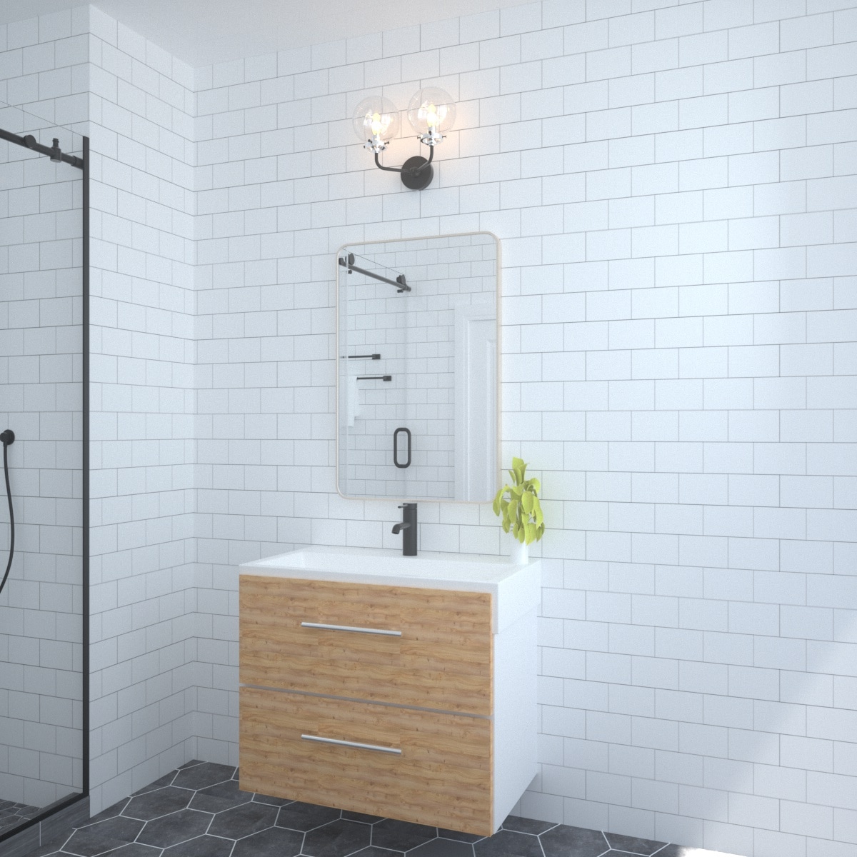 Bayfeve Bathroom Wall Mirror 24-in x 36-in Framed Rectangle Bathroom ...