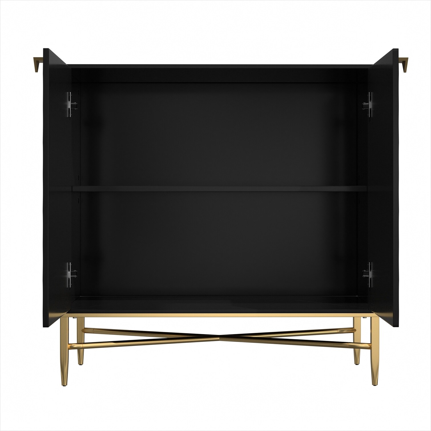 Naturefalls MDF and Metal Accent Cabinet with Deep Black Wave Doors ...