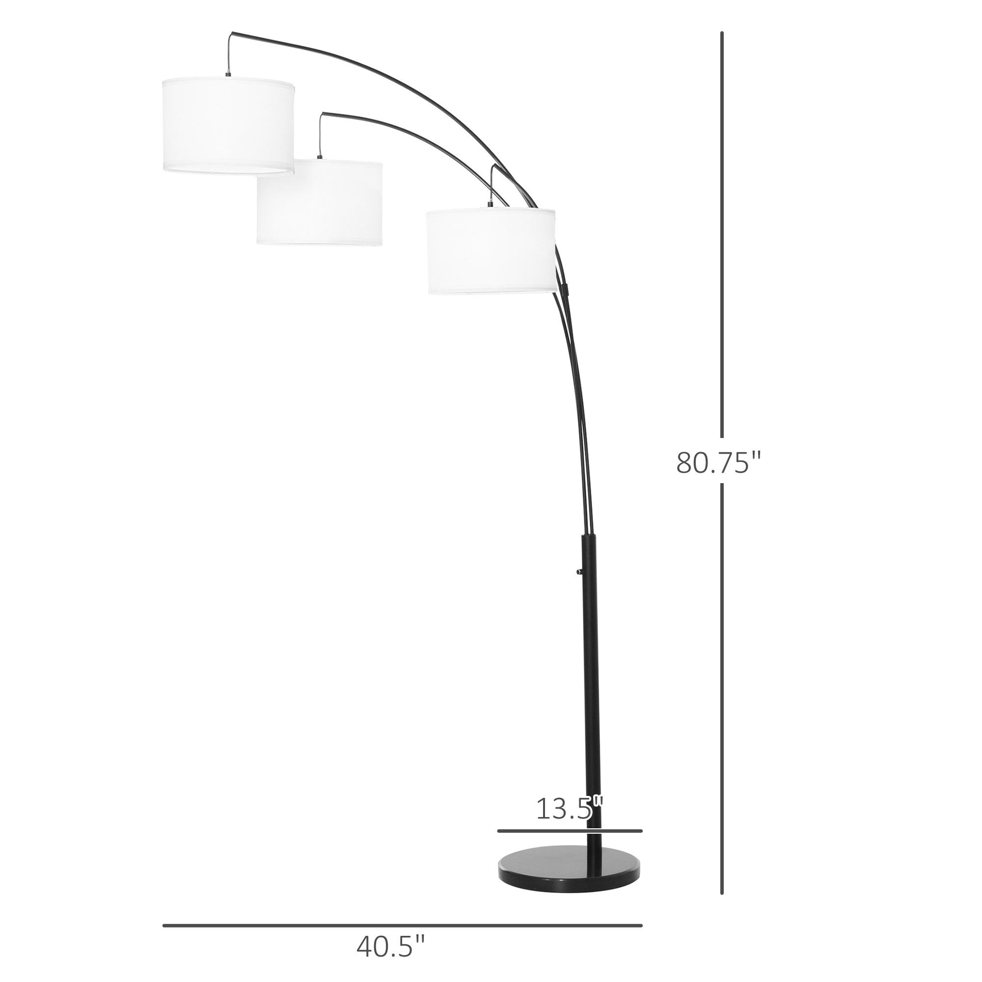 Tatayosi Contemporary Trilage Arc Floor Lamp with 3 Hanging Drum Shape ...