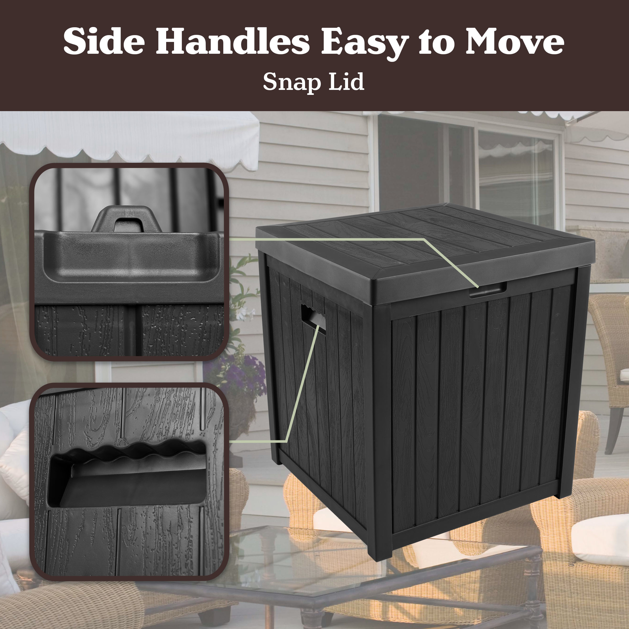 Pure Garden 22-in L x 22-in 50-Gallon Black Plastic Deck Box in the ...