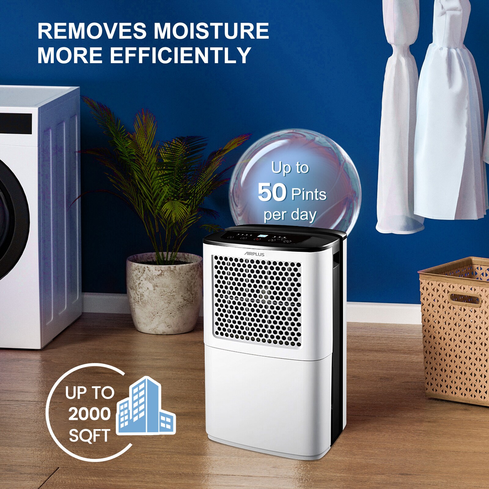 AIRPLUS 50-Pint 2-Speed Dehumidifier (For Rooms 1501- 3000sq ft) at ...