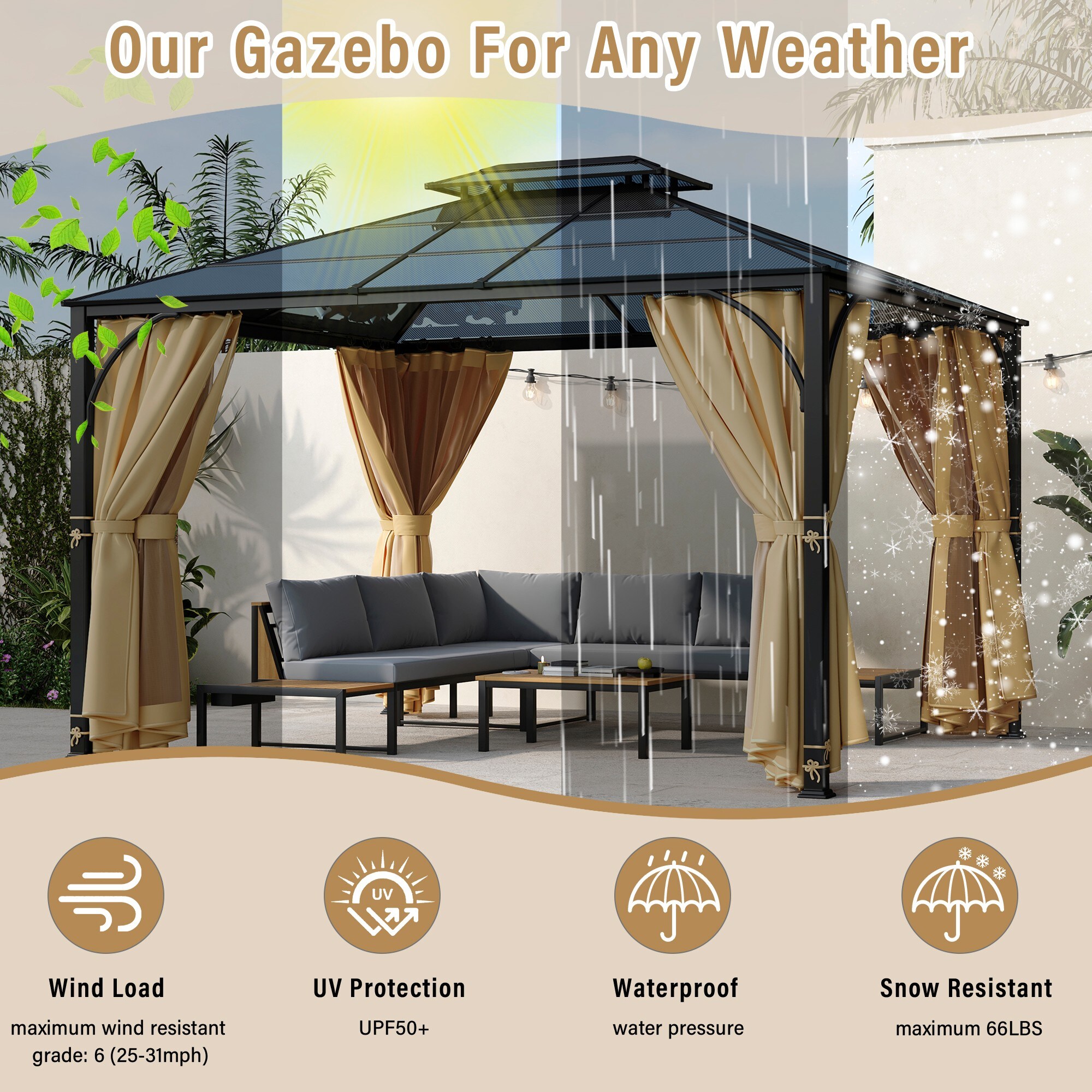 ToolCat 12-ft x 10-ft Beige Solarium with Hardtop Roof in the Gazebos ...