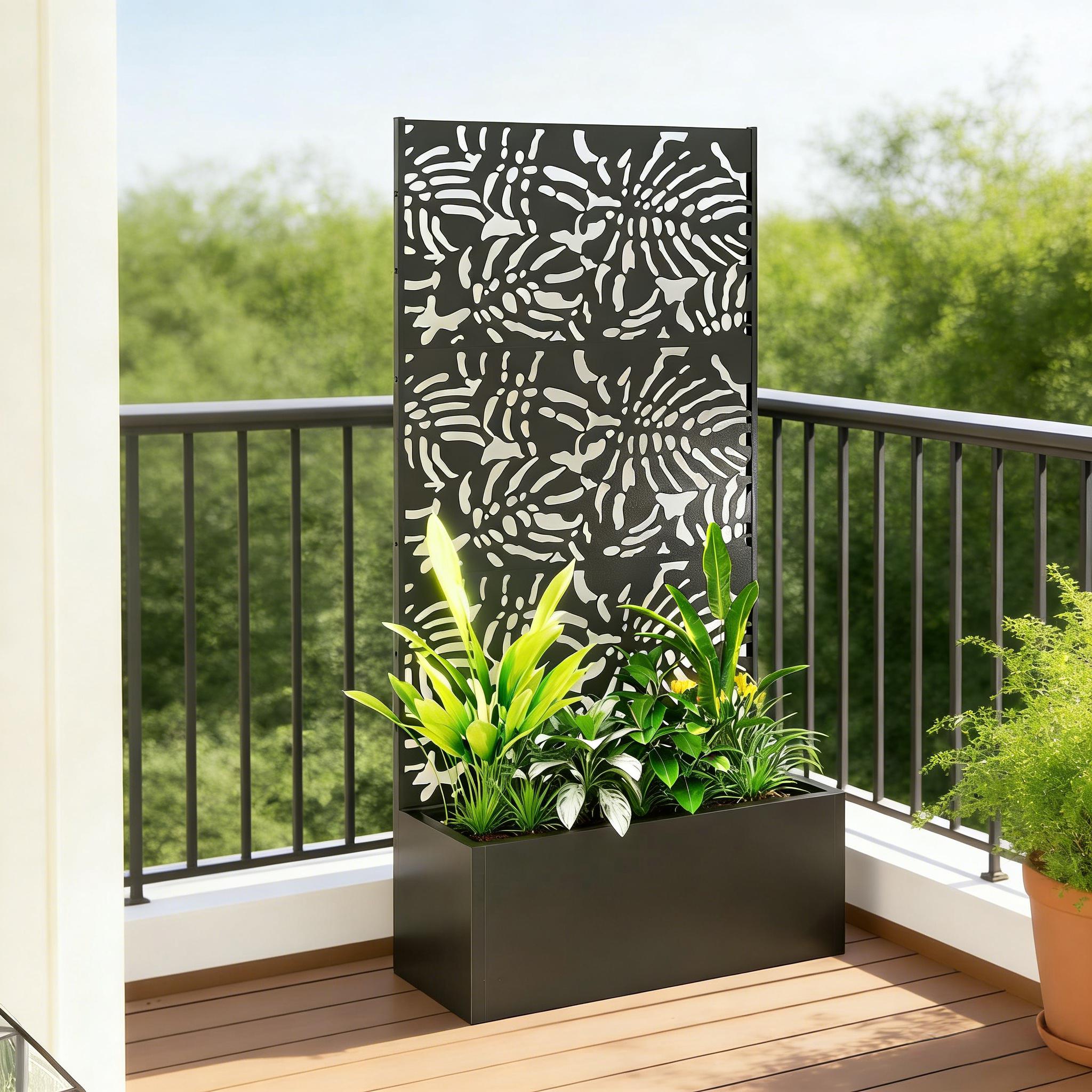 LUXEYARD Trellis Planter Efficient Drainage Planter Box Spacious Metal ...