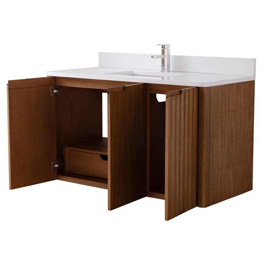 Chans Furniture 48 Inch Fume Single Sink Mango Warm Oak Brown Finish ...