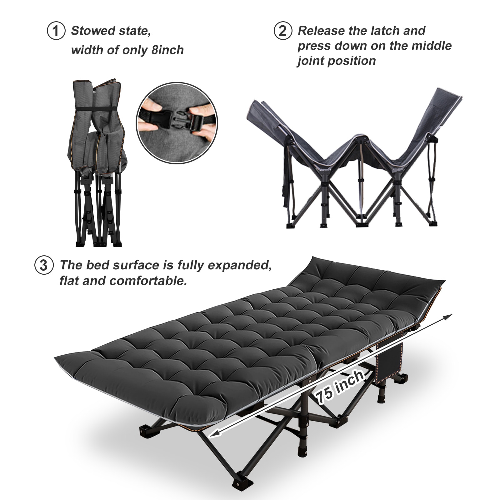 DOCRED 28 inch Extra Wide Portable Folding Camping Cot for Adult with ...