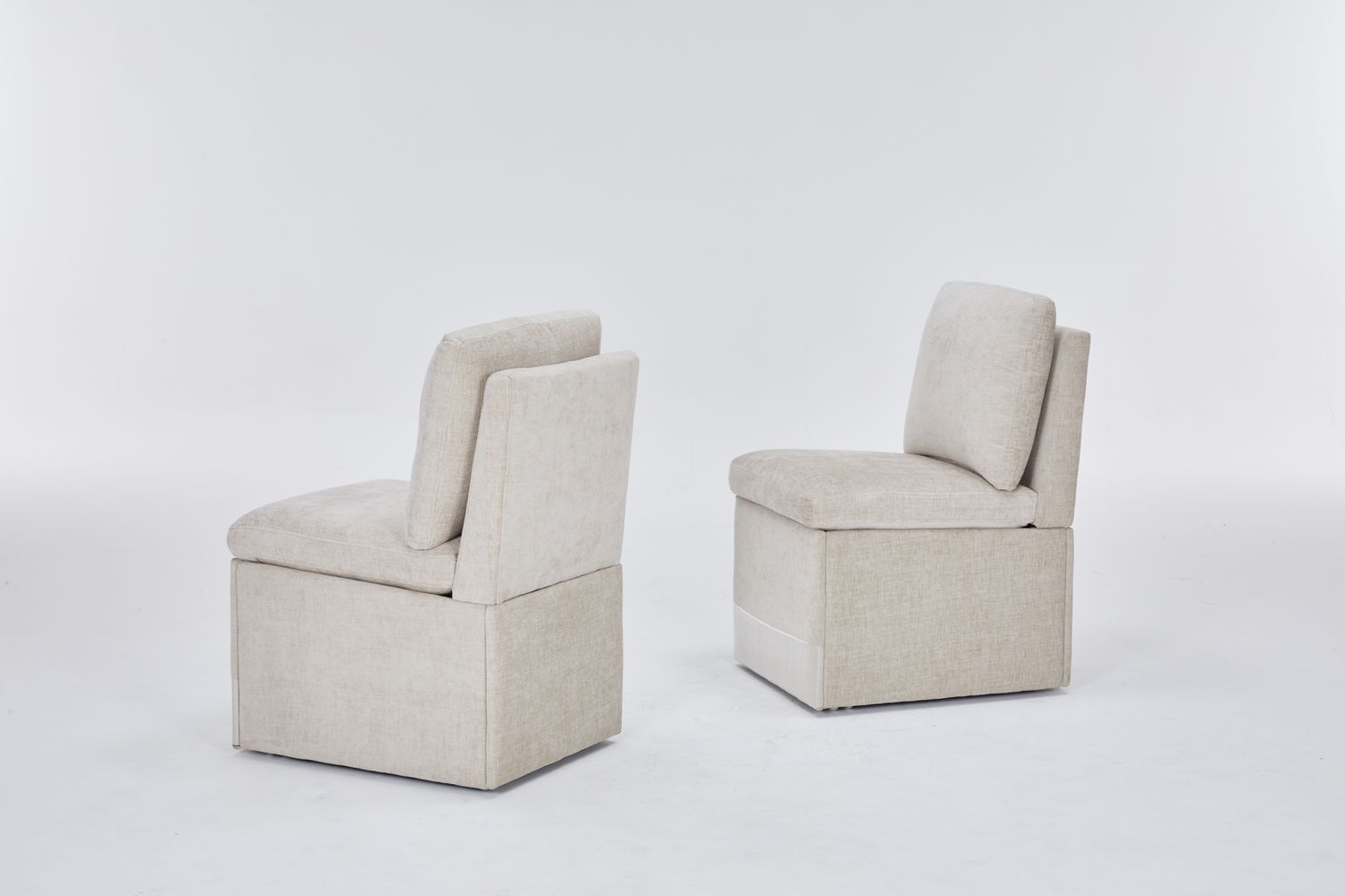 Blisstyle Linen Upholstered Armless Dining Chair with Casters and ...