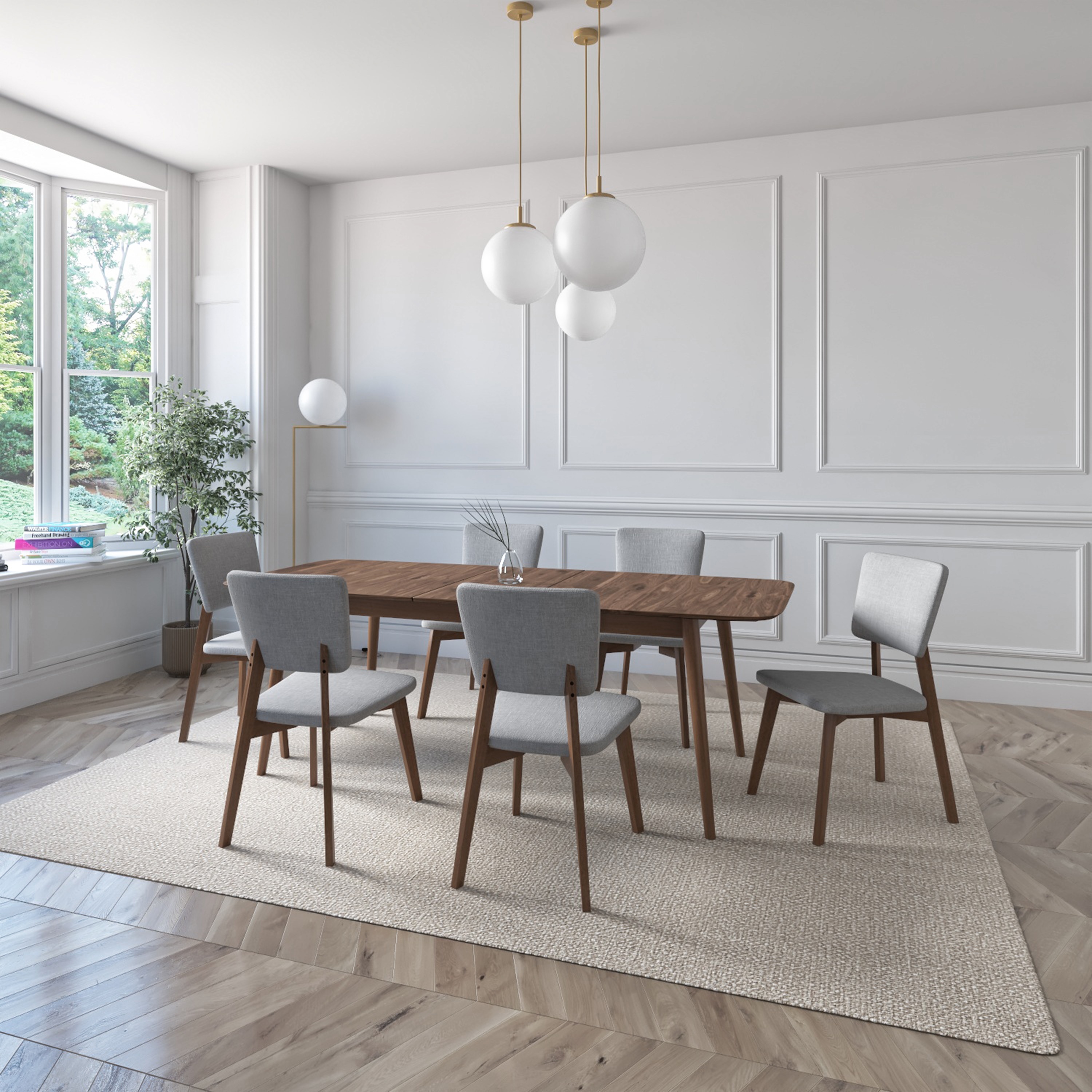 Amazonia Amazonia Jeju Walnut Modern/Contemporary 7-Piece Dining Living ...