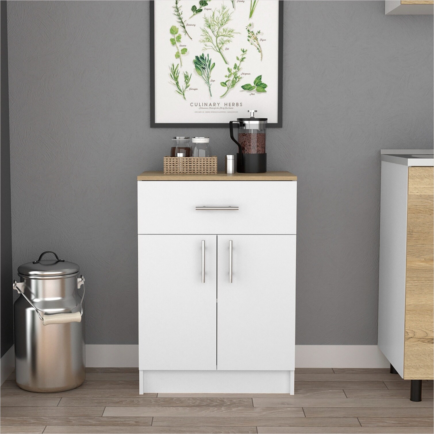 Watnature 33.5-Inch Storage Pantry Cabinet with Drawer and Shelves ...